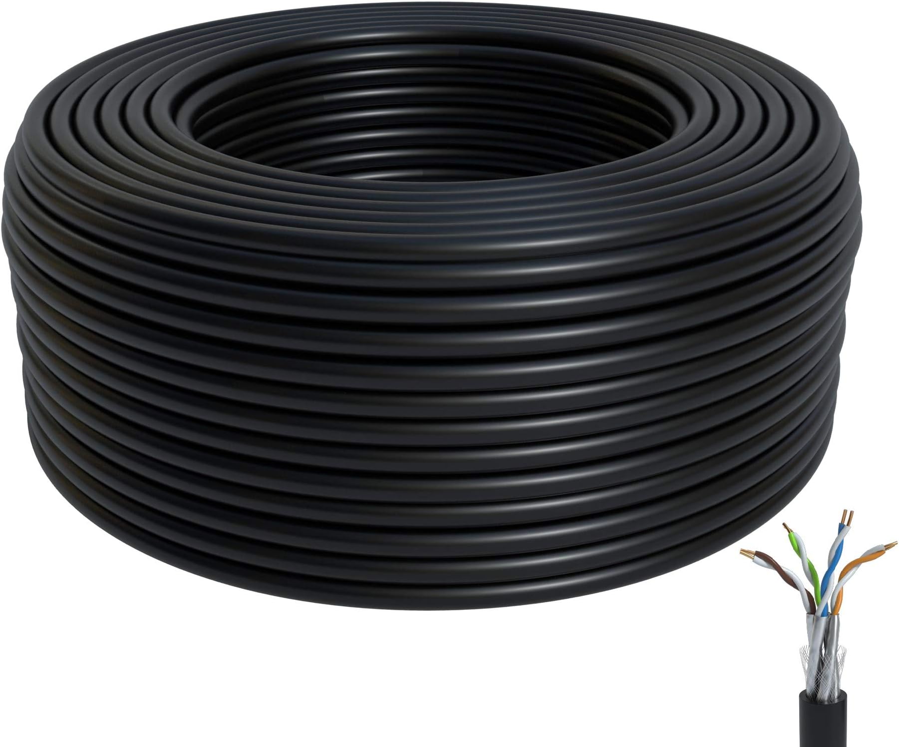 BIGtec Erdkabel CAT7 100m Outdoor Kabel Verlegekabel Netzwerkkabel ...