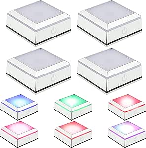 Amazon.com: 4 Pieces LED Light Base Lighted Square Stand Colorful Led ...
