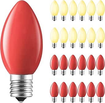 Minetom 25 Pack C9 LED Christmas Light Bulbs, Red ＆ Warm White Plastic ...