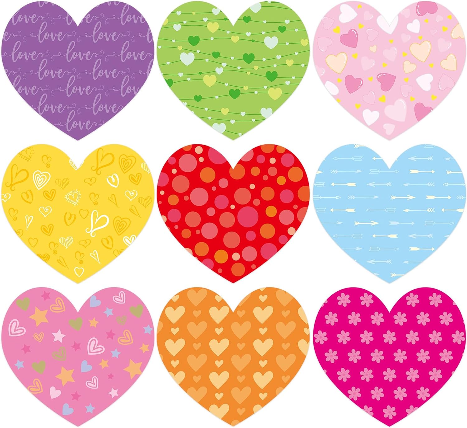 Amazon.com: Fancy Land Heart Cutouts Colorful Valentine's Day Heart ...