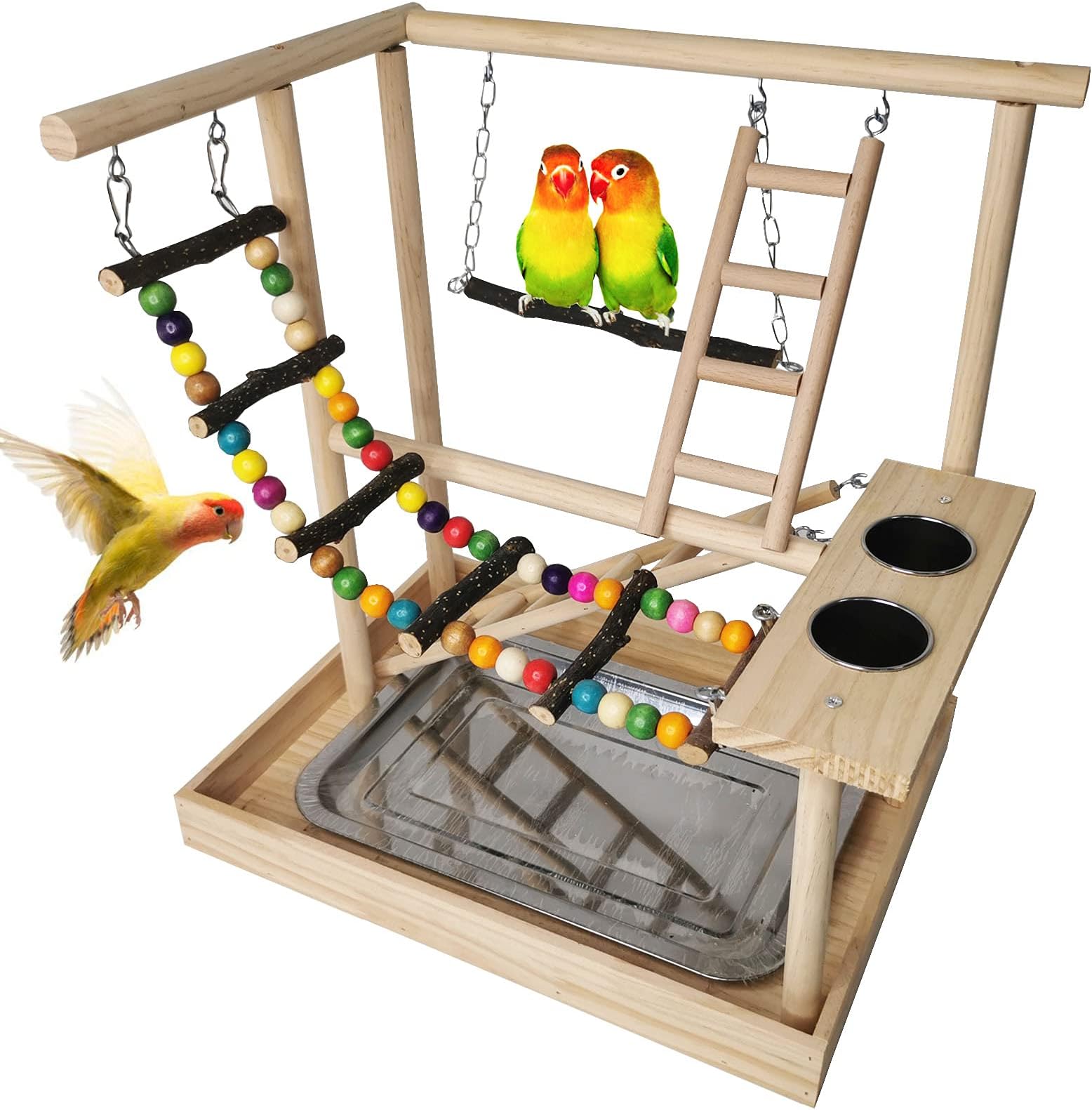 Amazon.com : Edudif 3 Layers Wood Bird Playground Large Parrot ...