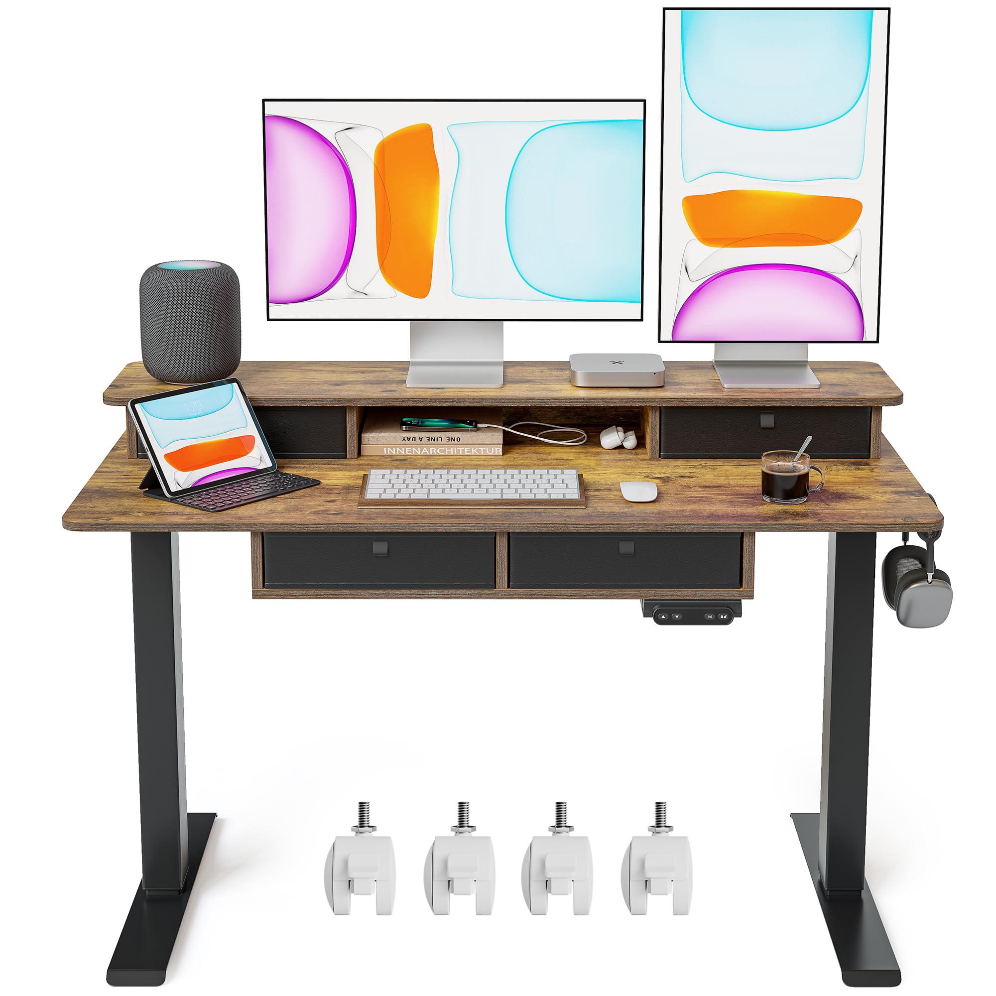 Amazon.com: BANTI Height Adjustable Electric Standing Desk with 4 ...