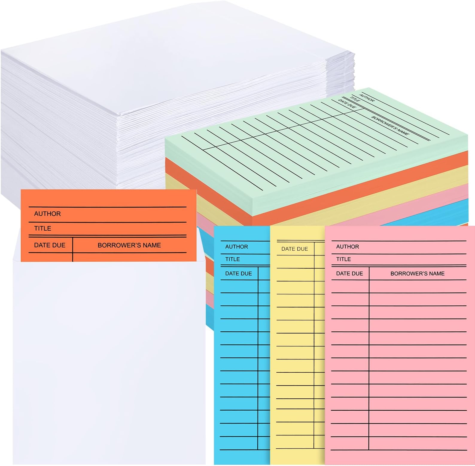 Amazon.com : Ireer 500 Pcs Library Card Pockets Book Pockets Self ...