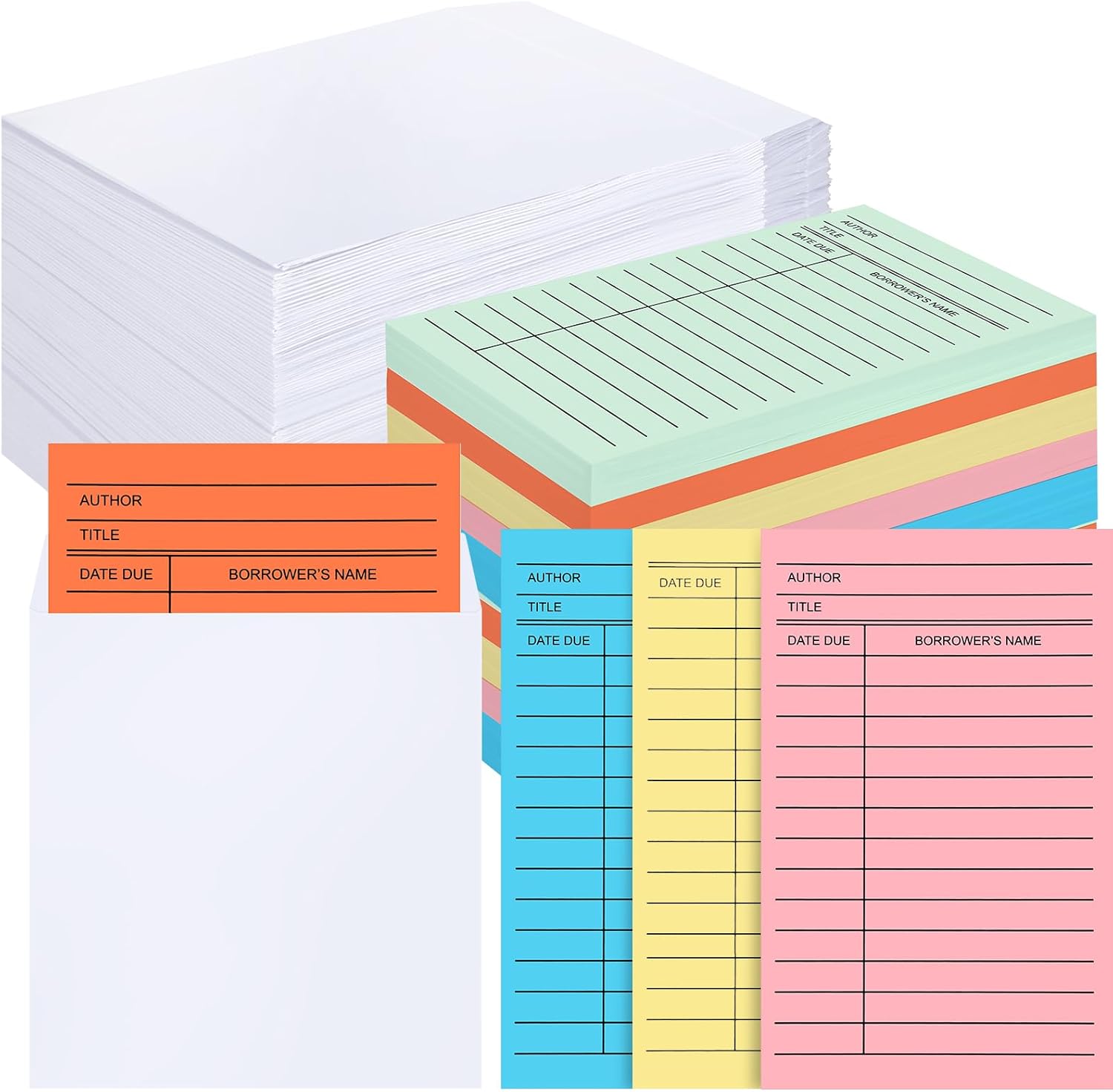 Amazon.com : Ireer 500 Pcs Library Card Pockets Book Pockets Self ...