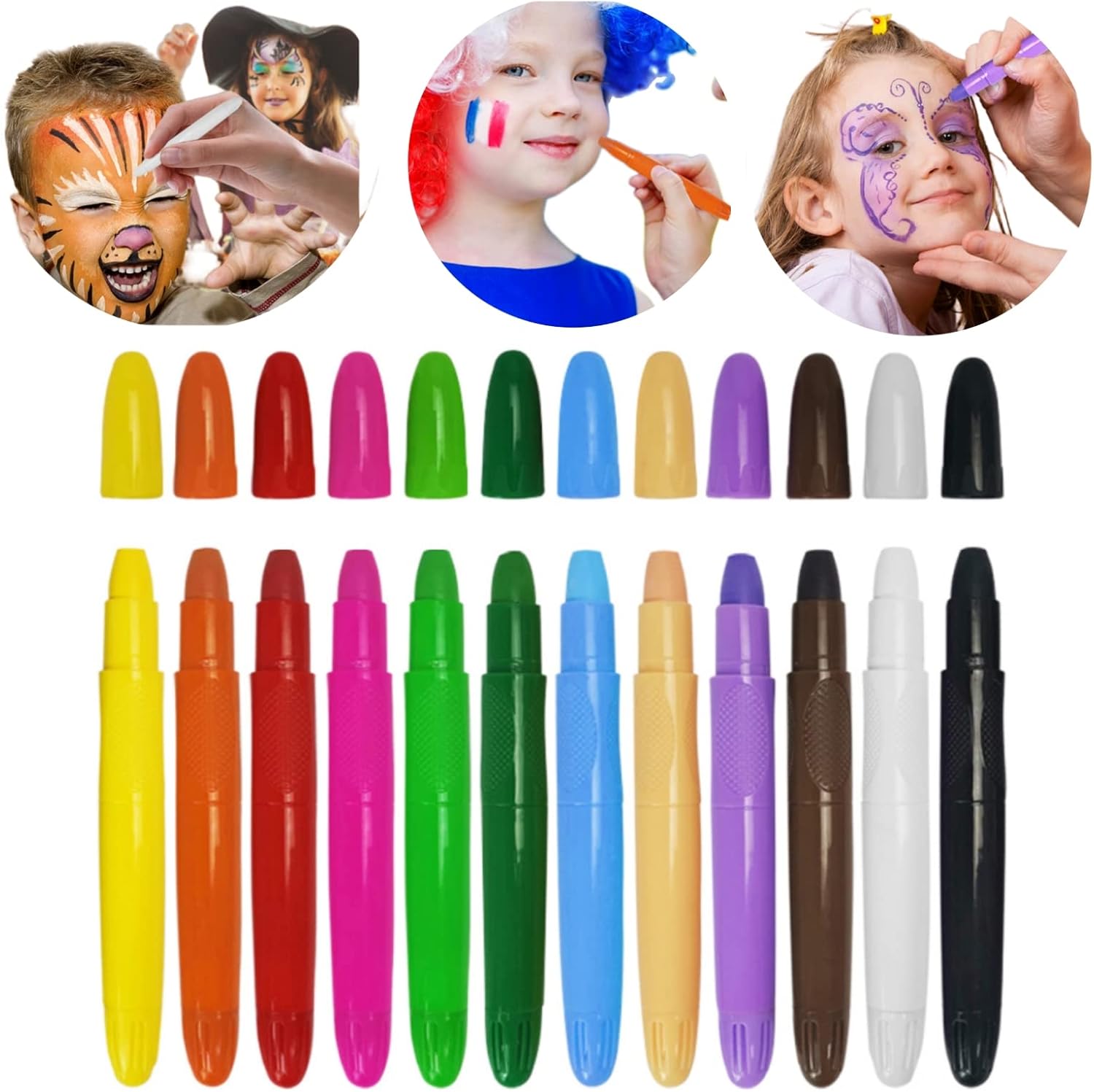 12 Colors Face Paint Crayons Kit,Face Painting Kit for Kids,Safe and ...
