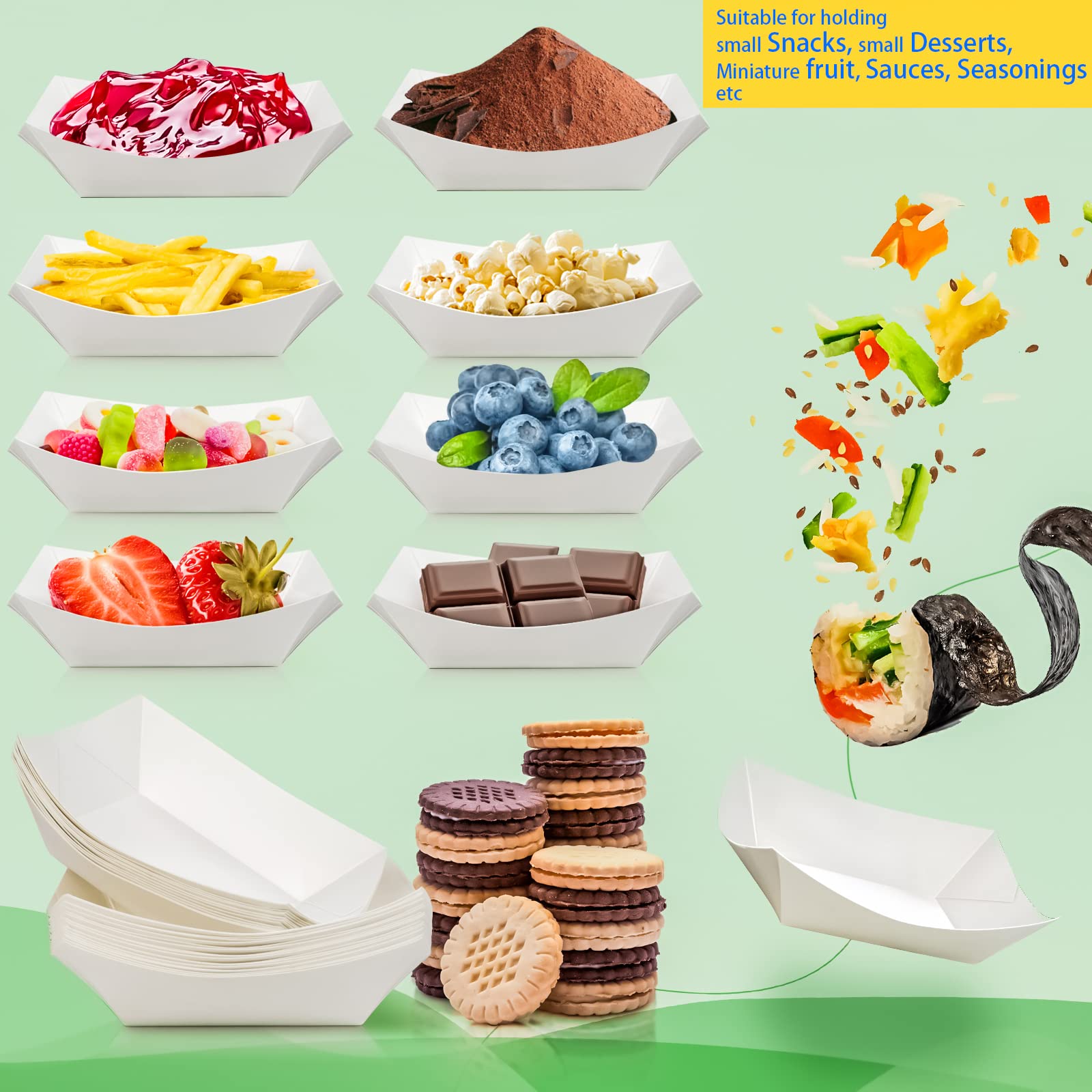 Snapklik.com : MotBach 200 Pack White 1/4Lb Paper Food Boat Trays ...