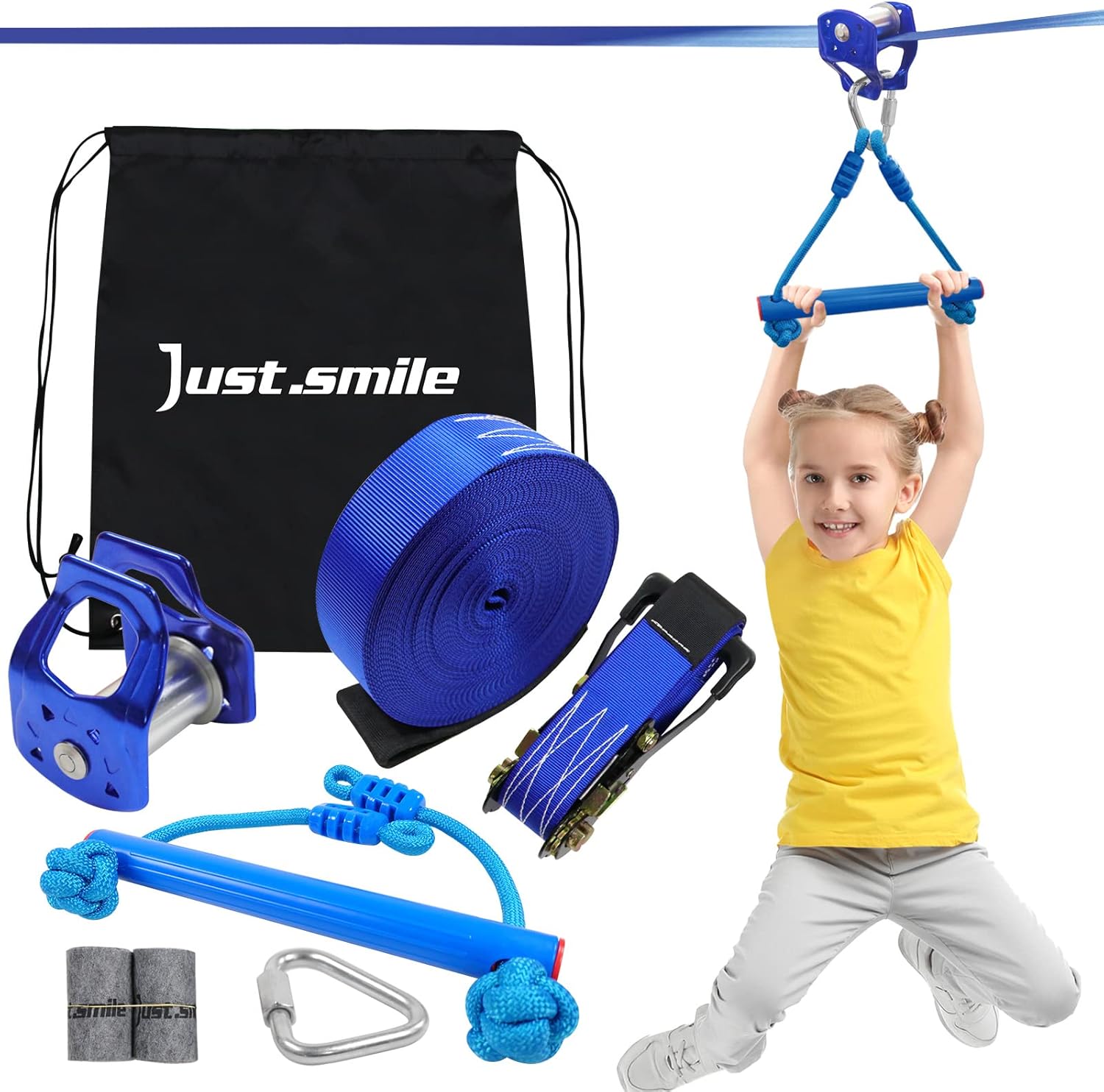 Amazon.com: Zipline Kit for Kids and Adults with Monkey Bars and 60ft ...