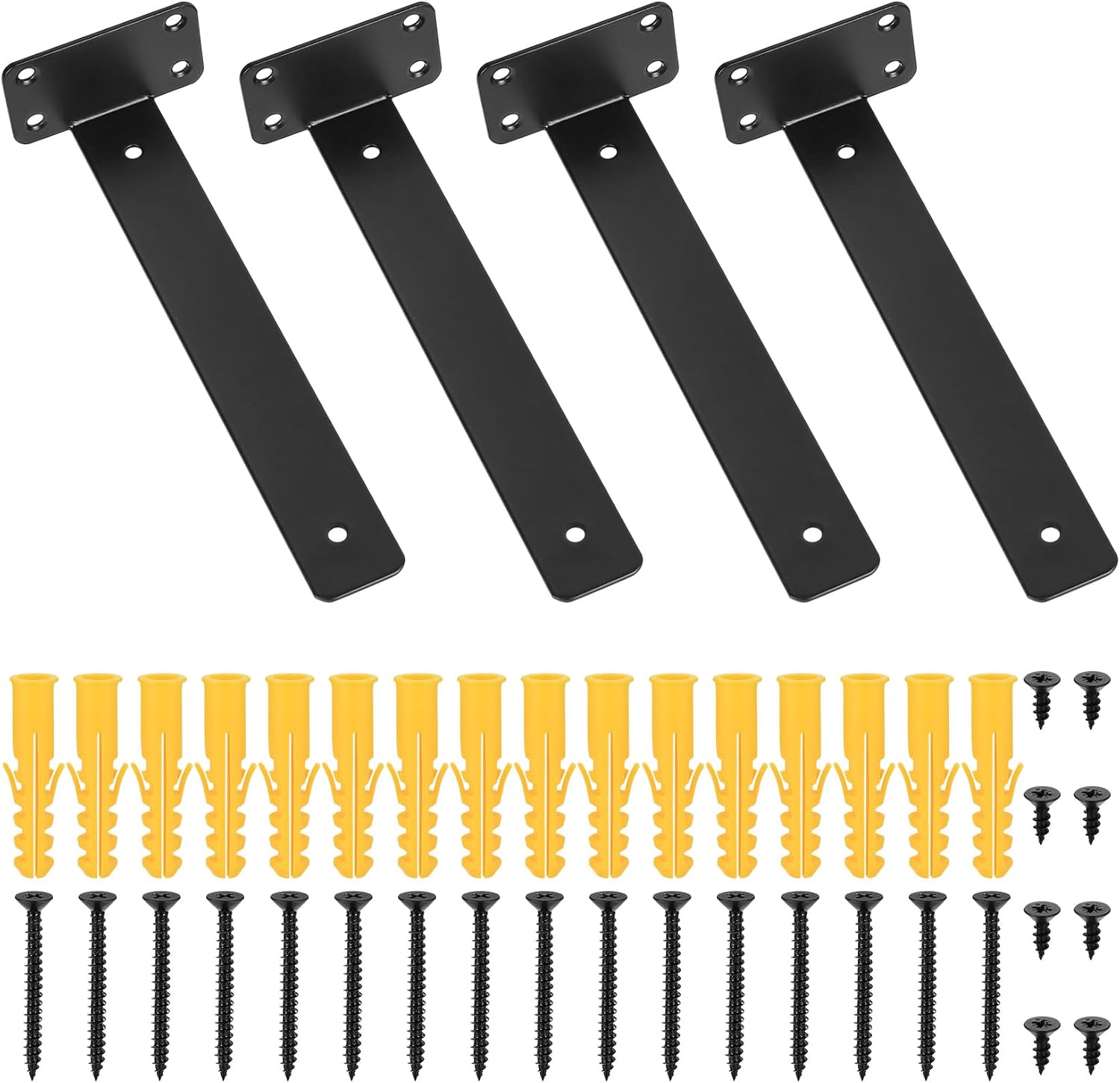 4 Pcs Black Shelf Brackets, Heavy Duty Wall Brackets for Shelves, Metal ...