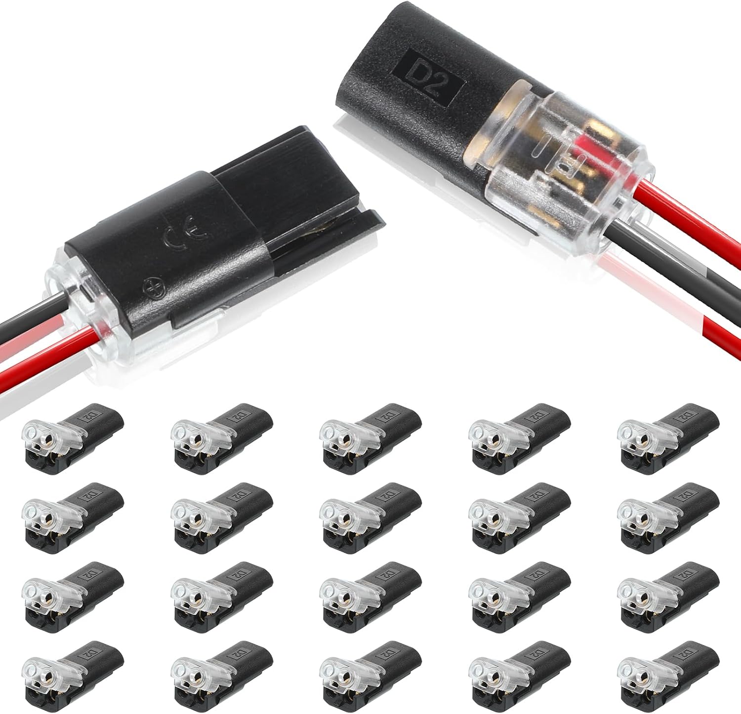20 PCS Double-Wire Plug-in Connector, Quick Solderless Wire Splice ...