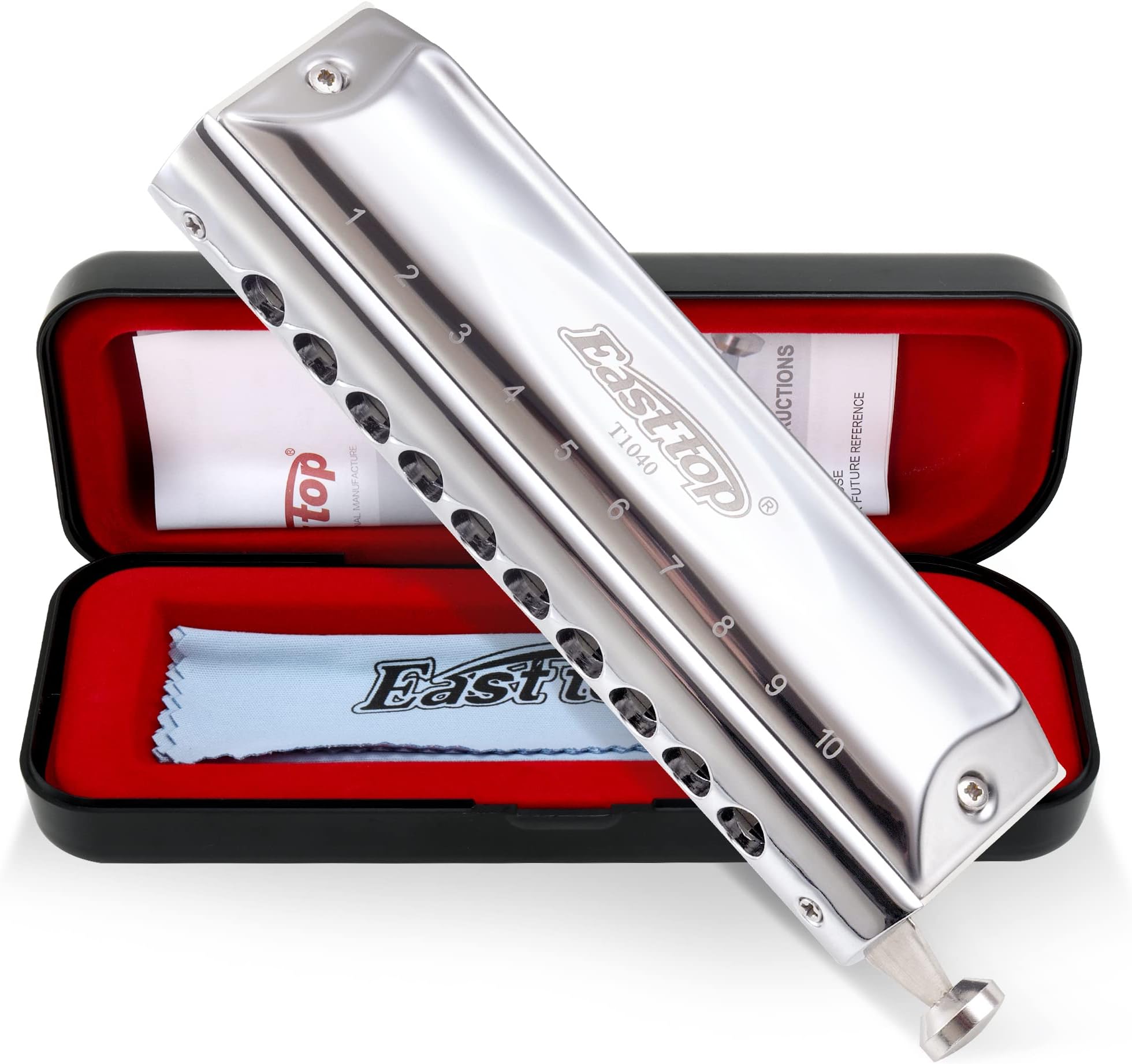 East top Chromatic Mouth Organs Harmonica Key of C,10 Holes 40 Tones ...