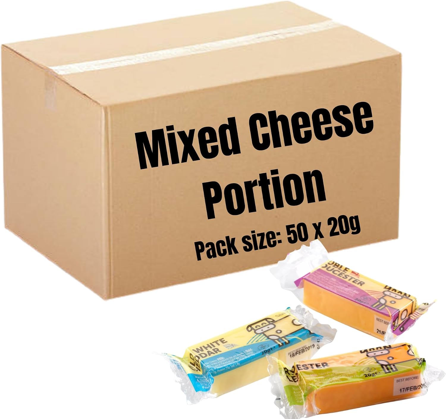 Jolafunbs Mixed Cheese Portions 50x20g Pack Bulk Buy Cheddar, Red ...
