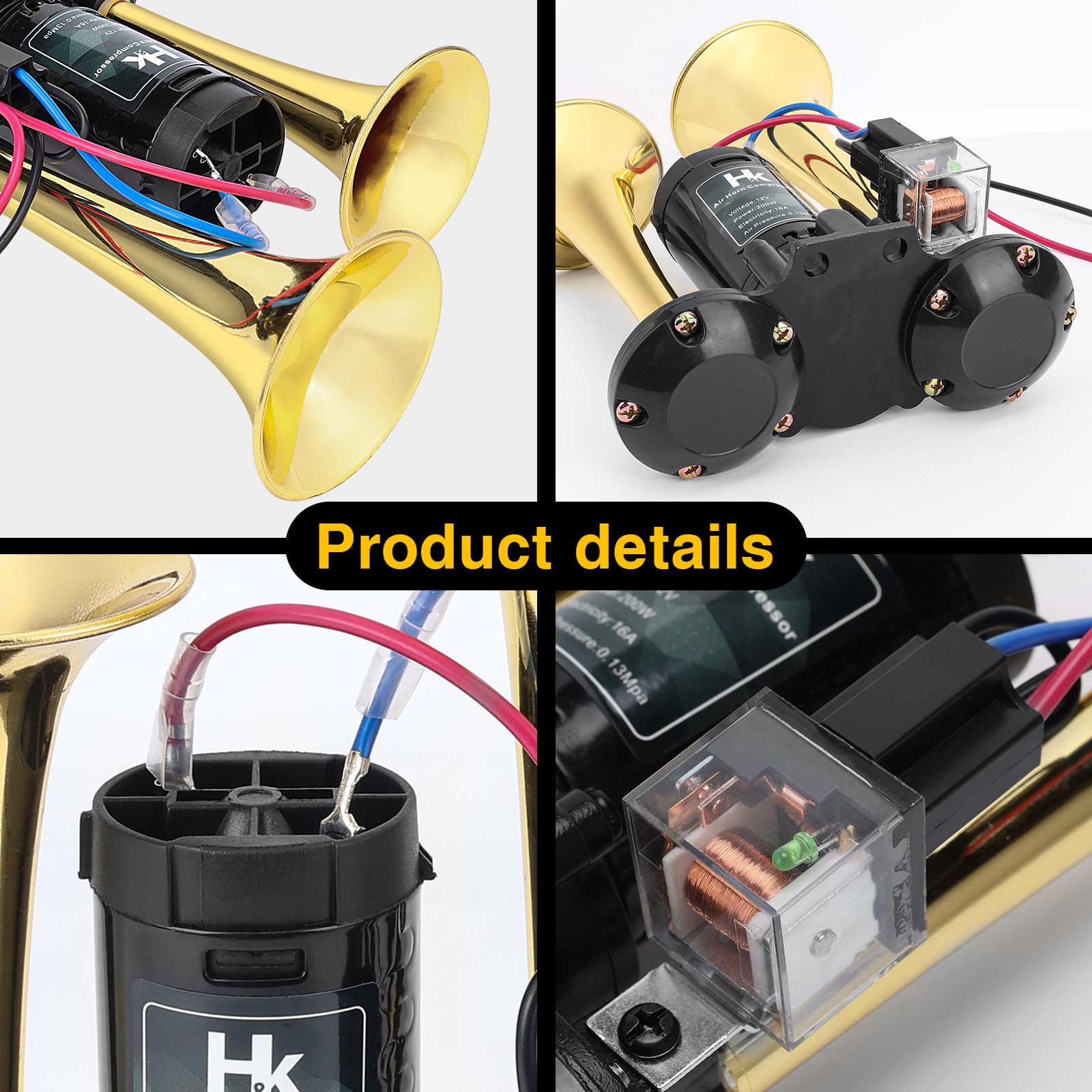 Snapklik.com : HK 150db Super Loud Dual Trumpet Air Horn Kit