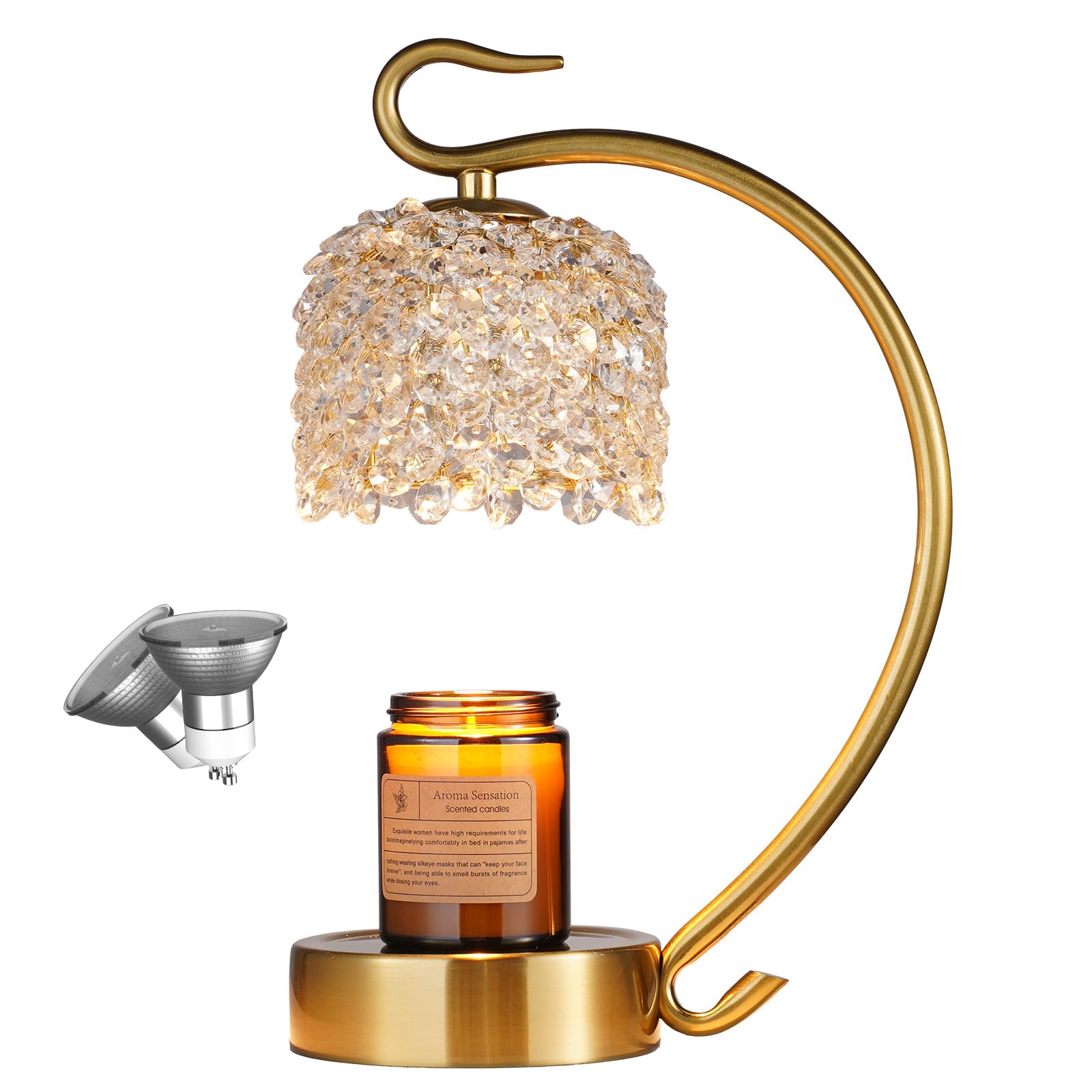 Amazon.com: Gold Candle Warmer lamp for Jar Candles Handcrafted Crystal ...