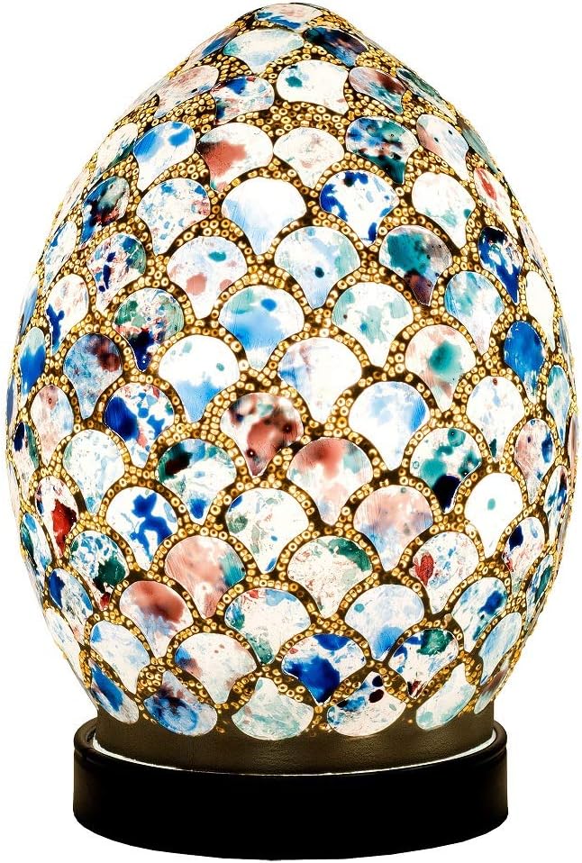 Britalia LED Blue Mosaic Tile Vintage Egg Table Lamp 20cm | 470 Lumen ...