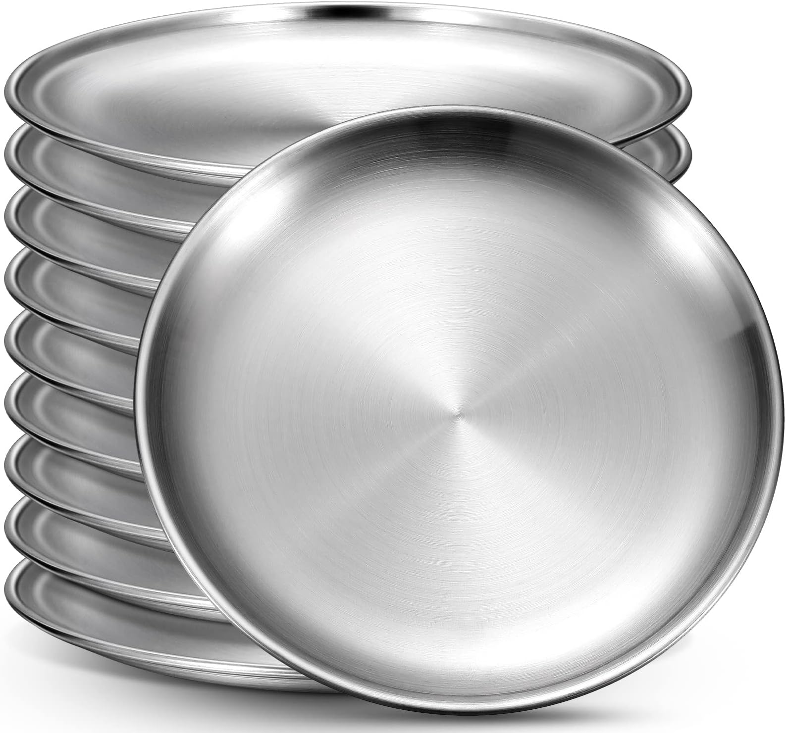 Amazon.com | MUKCHAP 4 PCS 10 Inch Stainless Steel Plates, Round Metal ...