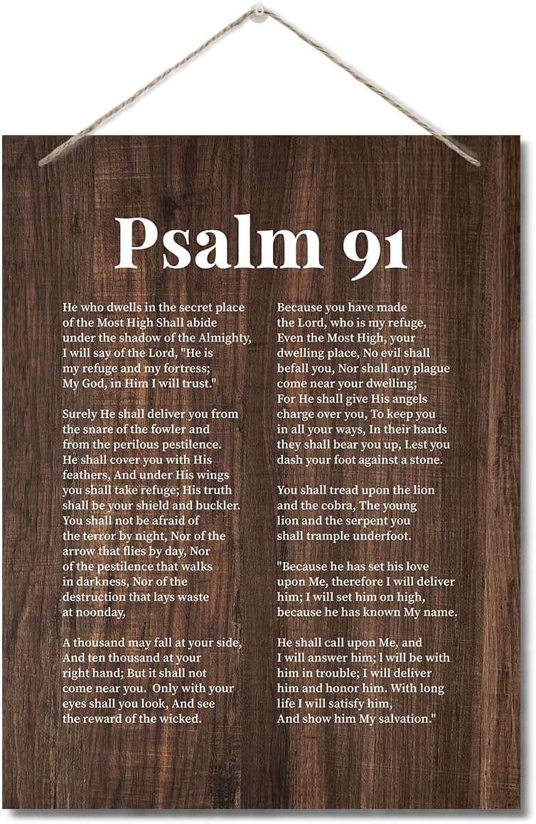 Psalms 91 Christian Inspirational Quote Decor Sign, Spiritual Wall ...