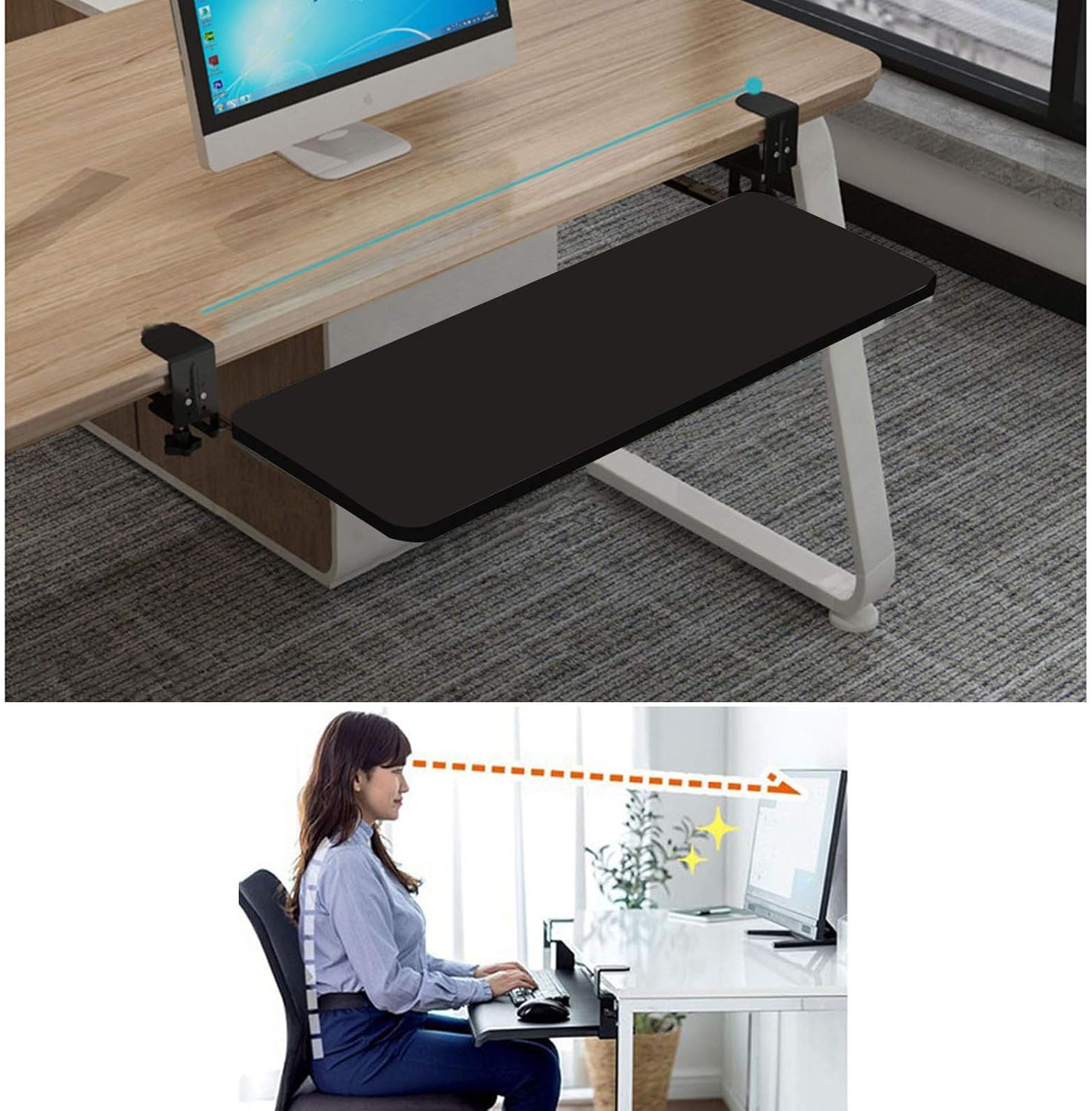Amazon.com: Keyboard Drawer Shelf Clamp Slide-Out Computer Keyboard ...