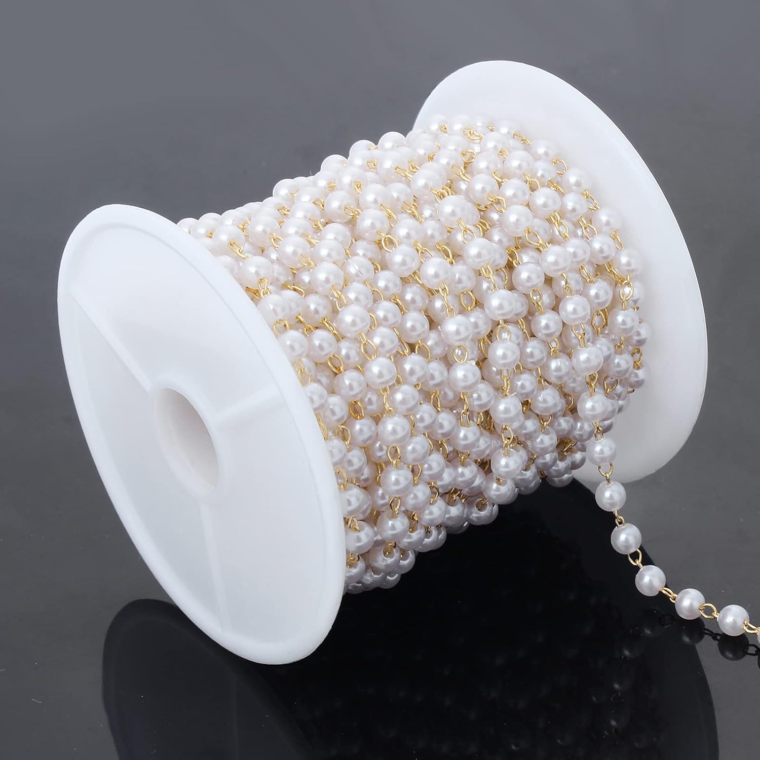Amazon.com: UMAOKANG 32.8 Feet 4mm Faux Pearl Beading Chains with Spool ...