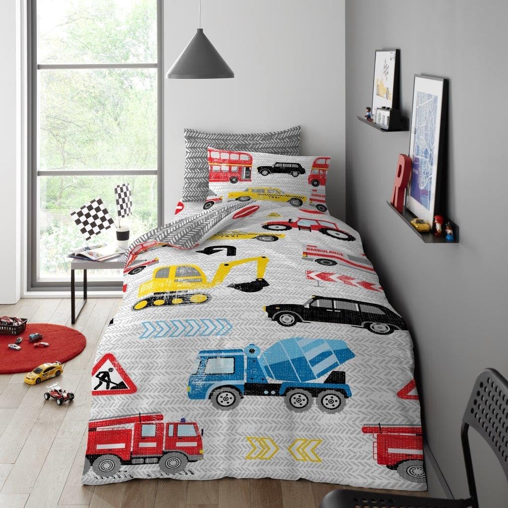 Lions Racing Cars Bedding Set - Kids Girls Boys Duvet Cover with ...