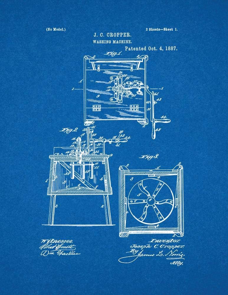 Amazon.com: Washing Machine Patent Print Blueprint (20" x 24") M10905 ...