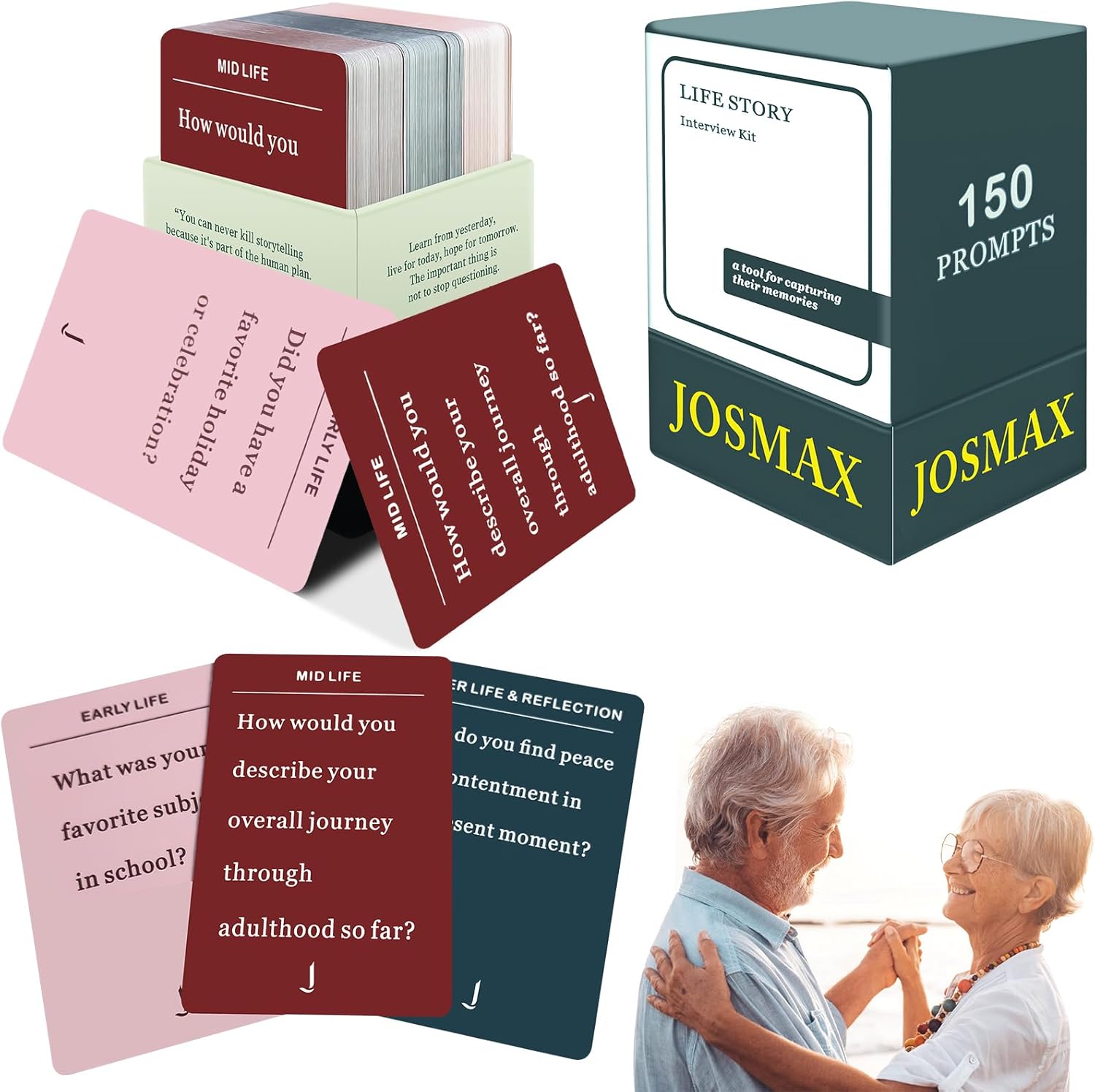 Amazon.com: JOSMAX 150 Pcs Life Story Interview Kit Cards, Family ...