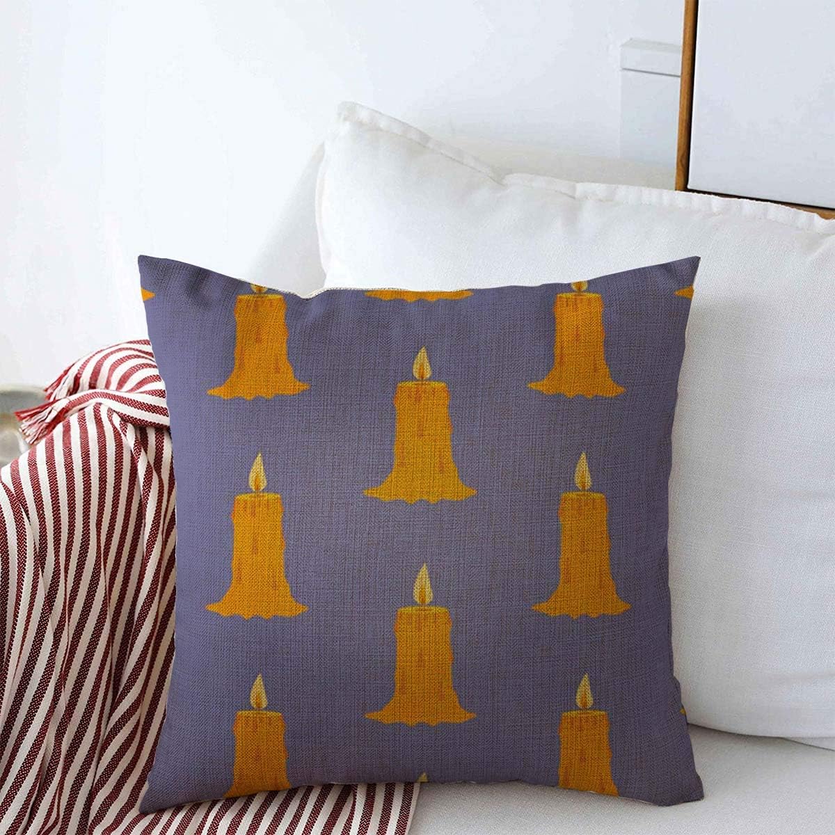 Amazon.com: Decoraive Throw Pillow Covers Candlelight Candle Pattern On ...