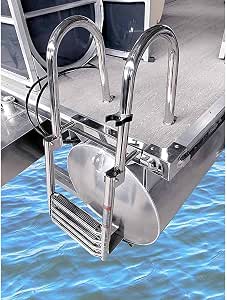 Amazon.com: 316 Stainless Steel 4 Steps Pontoon Boat Ladder, Folding ...