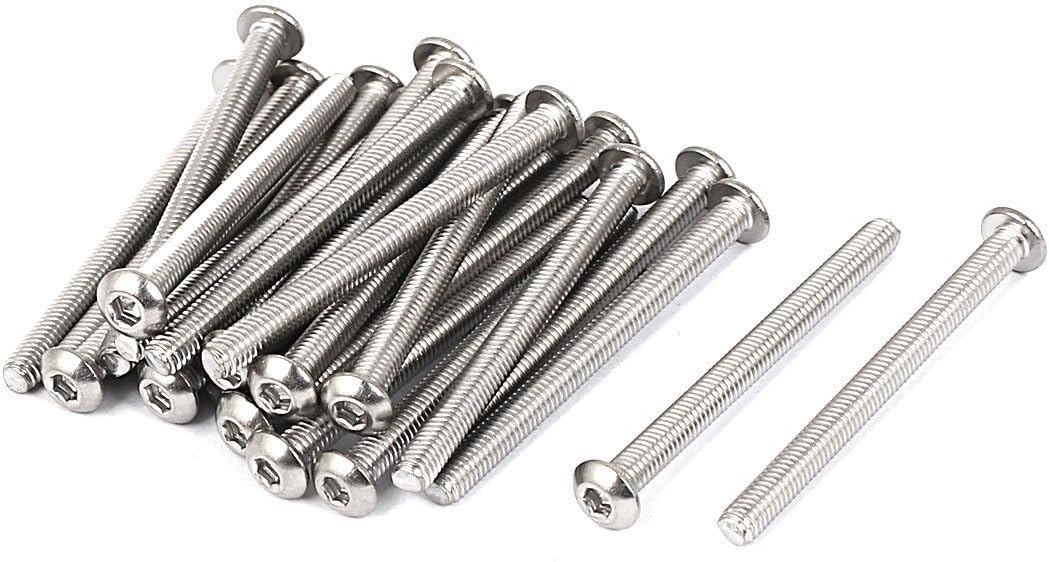 Amazon.com: uxcell M3 x 35mm Full Thread Button Head Socket Cap Screw ...
