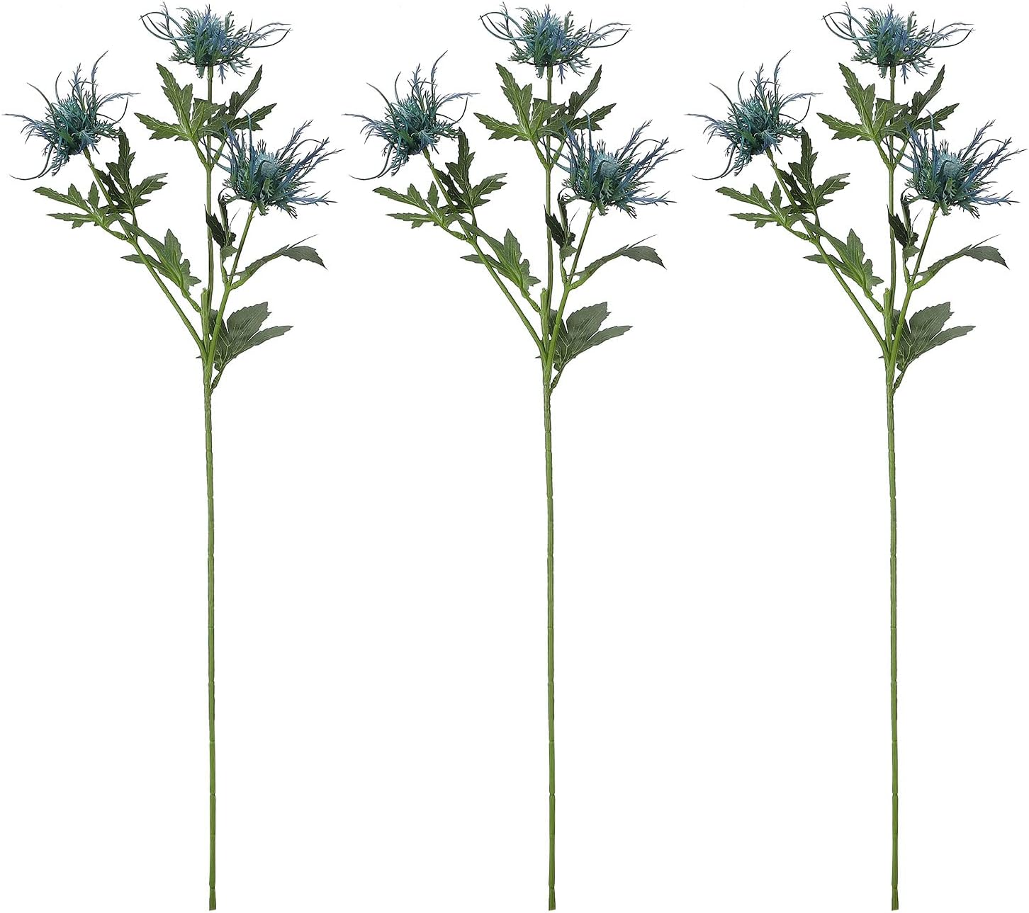 Amazon.com: 3PCS Blue Artificial Thistle Flowers Bouquet 26 Inch Faux ...
