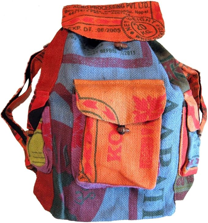 Amazon.com | Large Colorful Recycled Rice Bag Backpack | Casual Daypacks