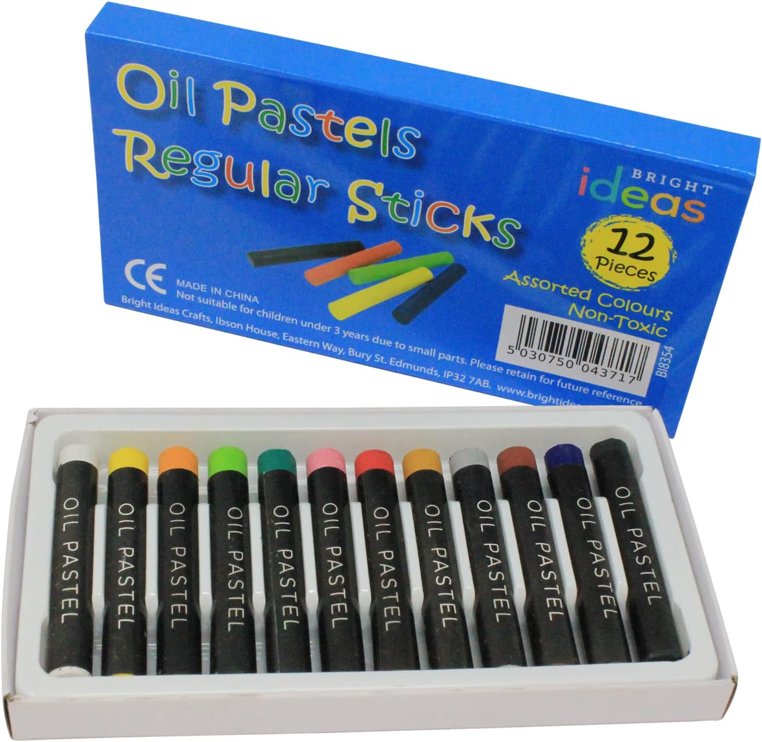 Bright Ideas Jumbo Oil Pastels - 12 Pack of Black and White Colours Oil ...