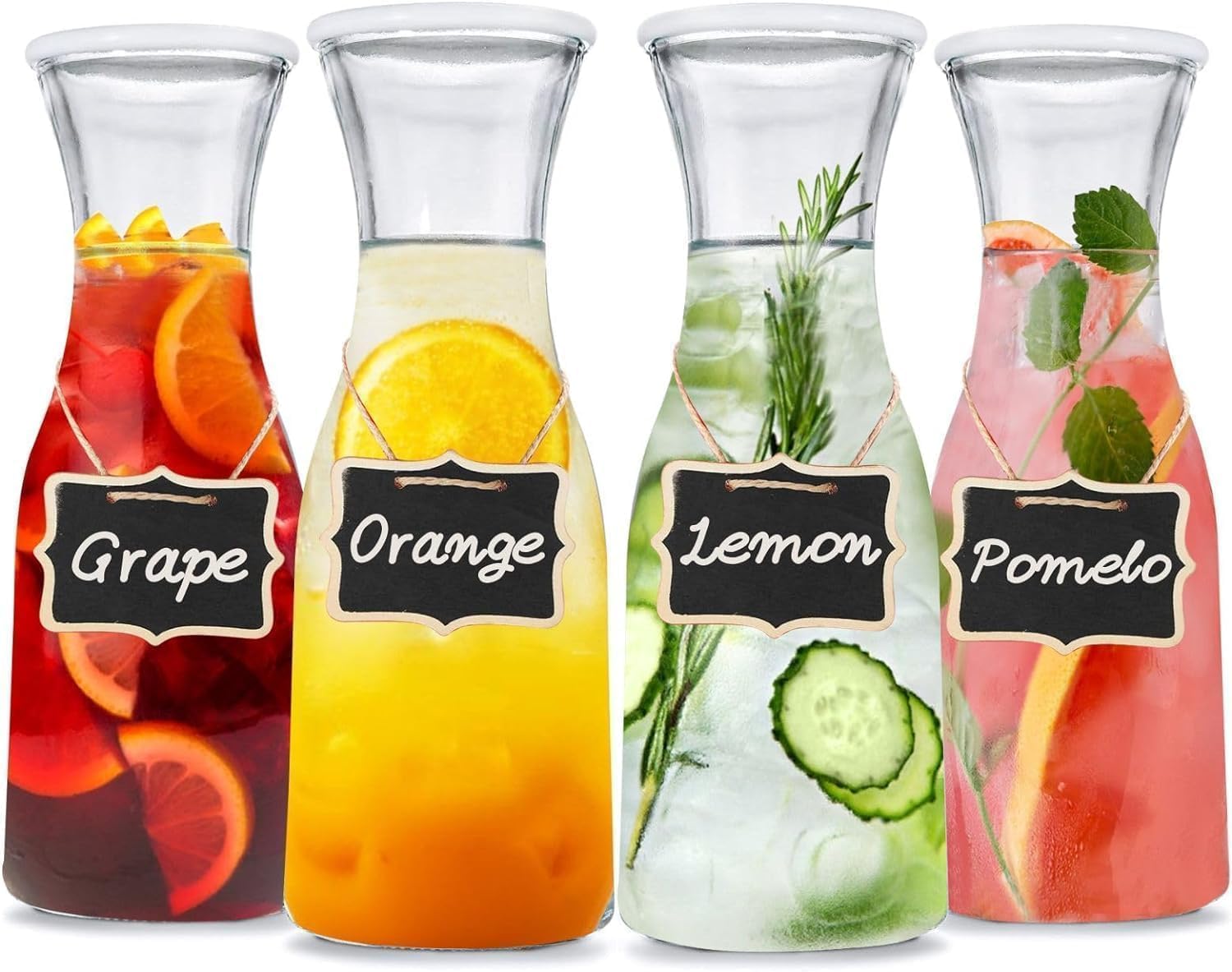 Amazon.com: 3-Piece Glass Carafe Set – 1 Liter Pitchers for Party – 10 ...