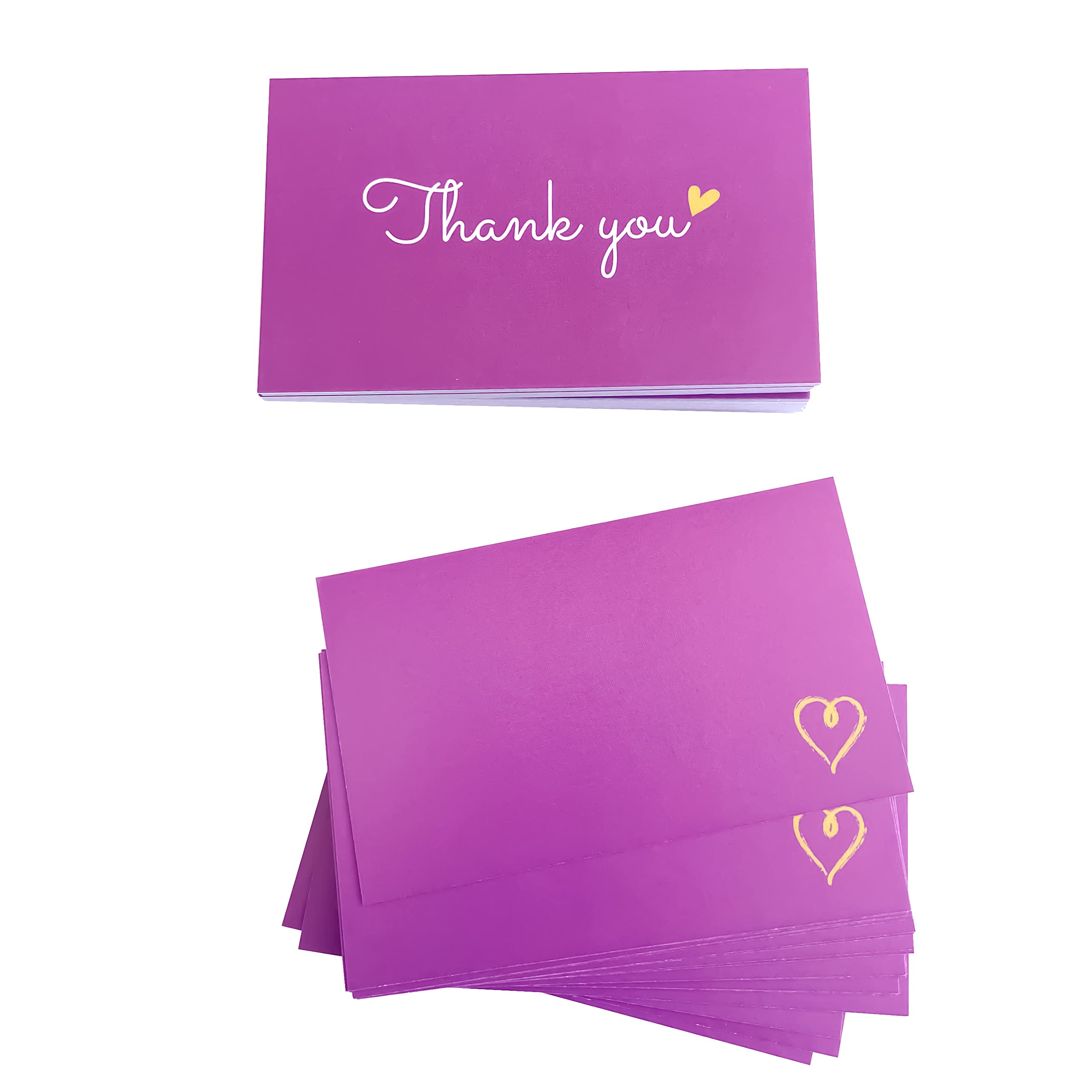 Snapklik.com : 100 Little Thank You Cards Gold Heart Design Bulk Thank ...