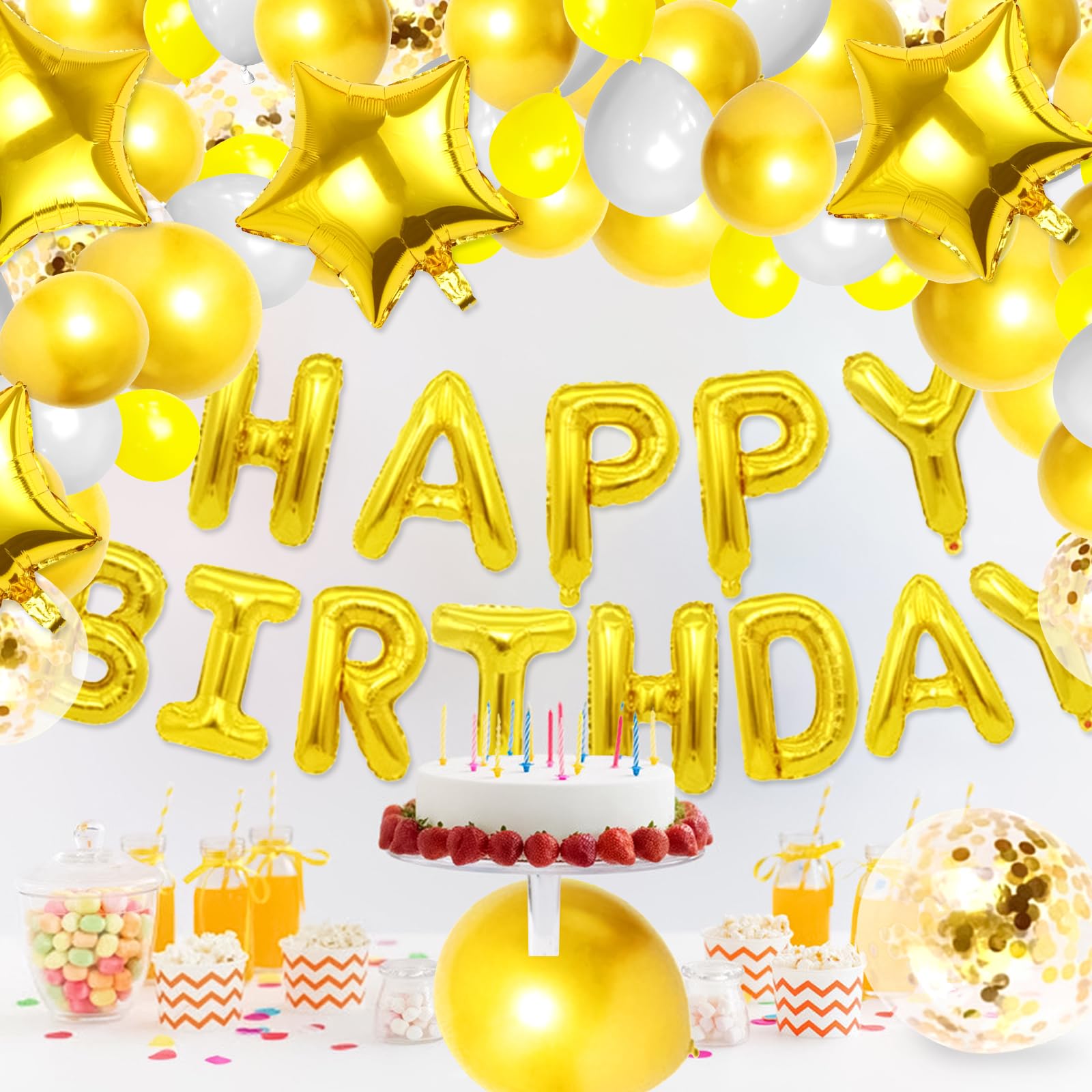 Snapklik.com : 187 Pcs Gold Birthday Party Balloons, Happy Birthday ...