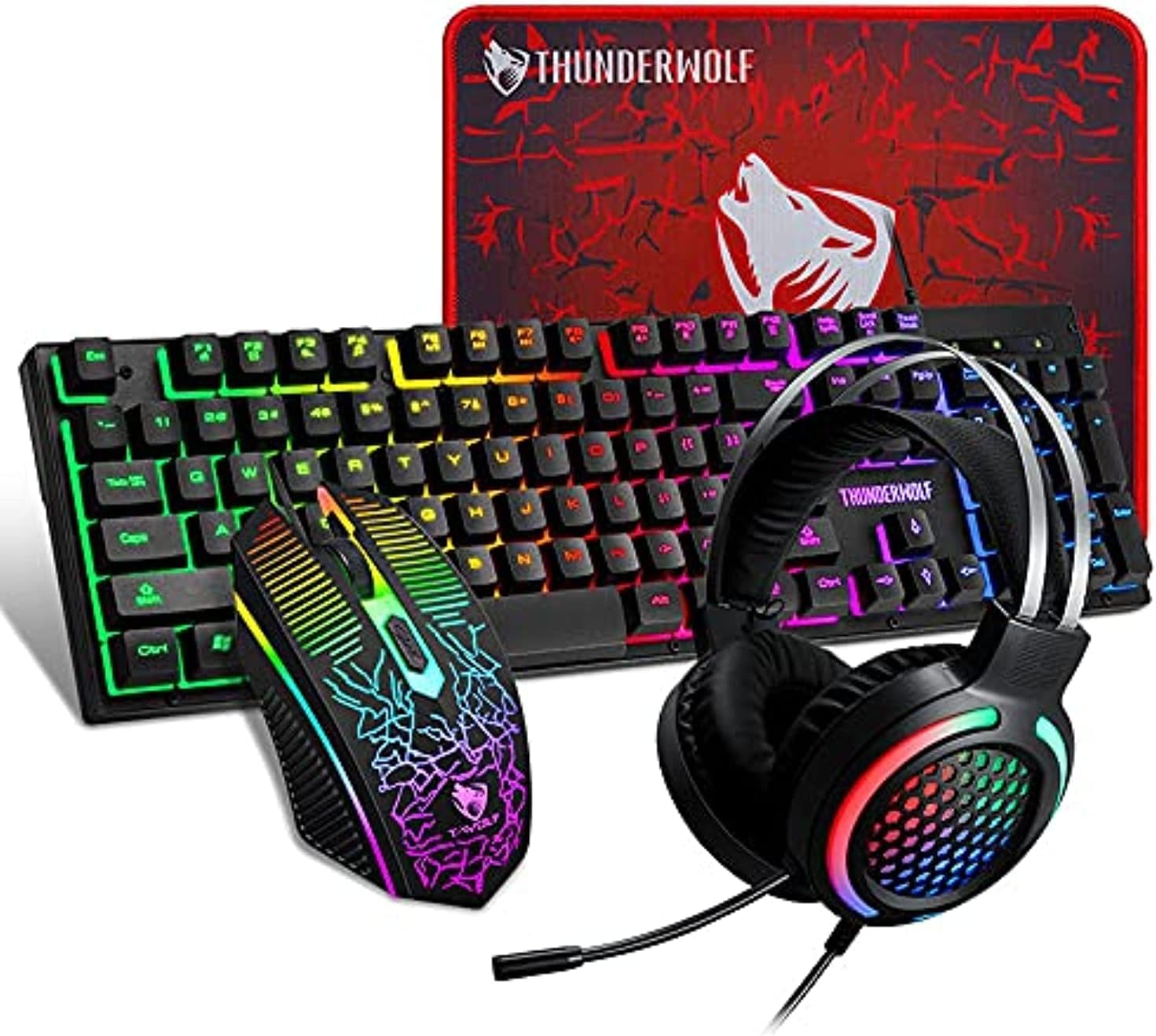 T-Wolf RGB Gaming Set keyboard, Mouse, Mousepad and headset: Buy Online ...