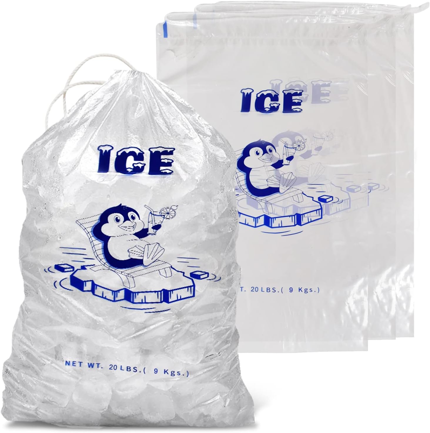 Amazon.com: Bits N Things 20 lb. Clear Wicketed Plastic Ice Bags with ...