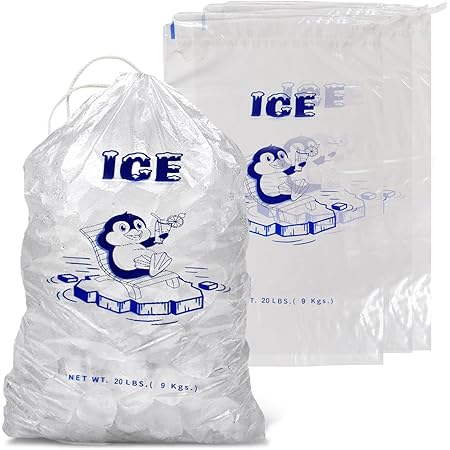 Amazon.com: PackageZoom 14 x 26 Ice Bags 20 Lb. Durable Drawstring ...