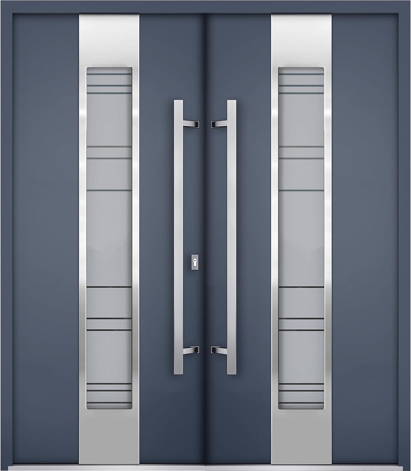 VDOMDOORS Front Exterior Prehung Metal Double Doors/Deux 0757 Gray ...