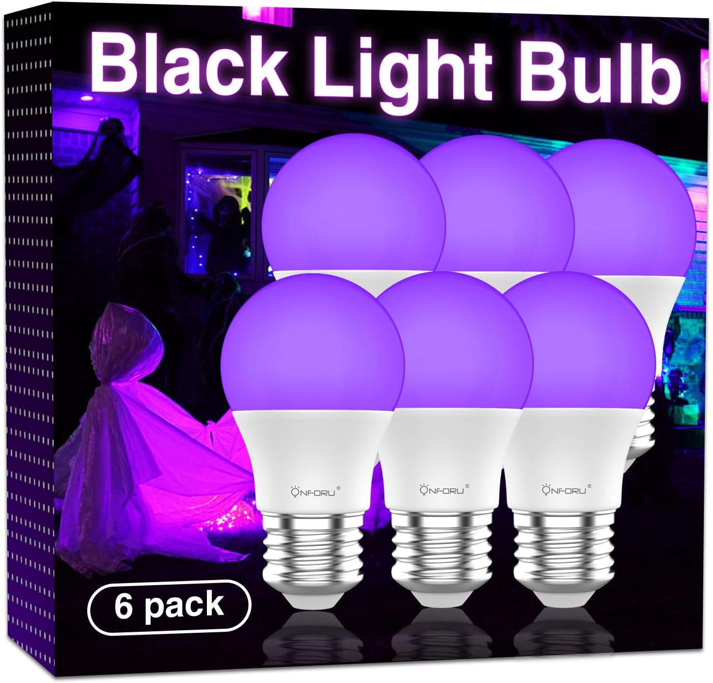 L LOHAS LED UV Black Light Bulbs, Halloween 12W A19 UV Blacklight, 100 ...