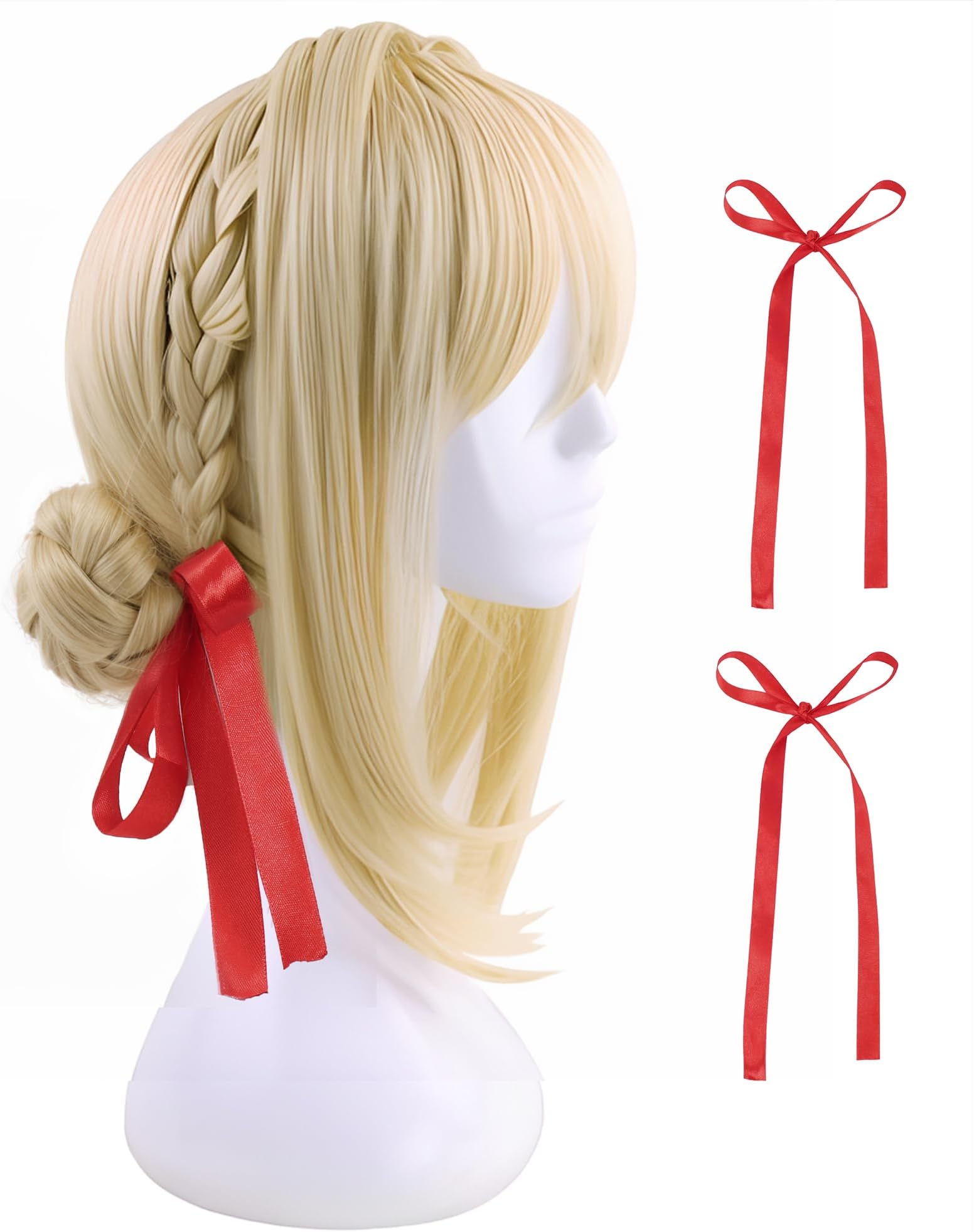Amazon.com: C-ZOFEK Women's Role Cosplay Wig Braid Buns Golden Costume ...