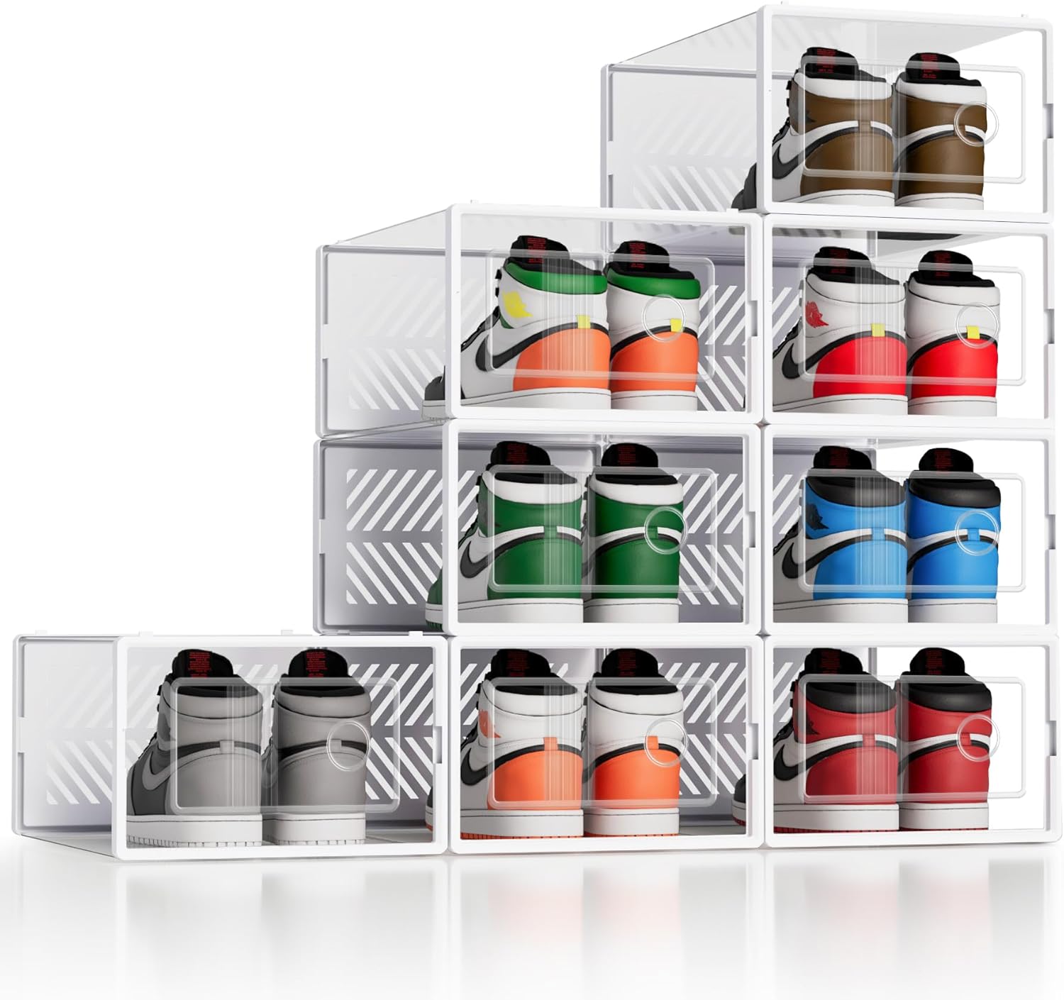 Amazon.com: NEXZO 8 Pack Stackable Shoe Boxes XXLarge Clear Shoes ...