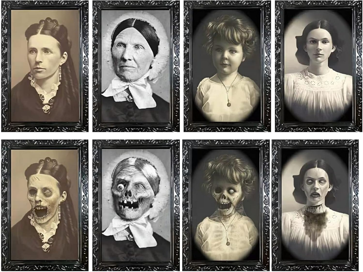 Amazon.com - 4 Pack Halloween Creepy Portrait Decorations, 3D Changing ...
