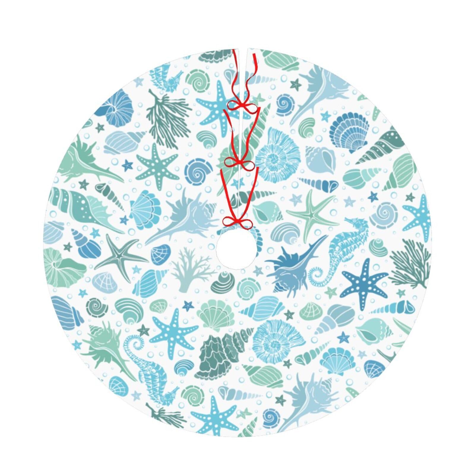 Amazon.com: Ocean Sea Star Shell Starfish Nautical Christmas Tree Skirt ...