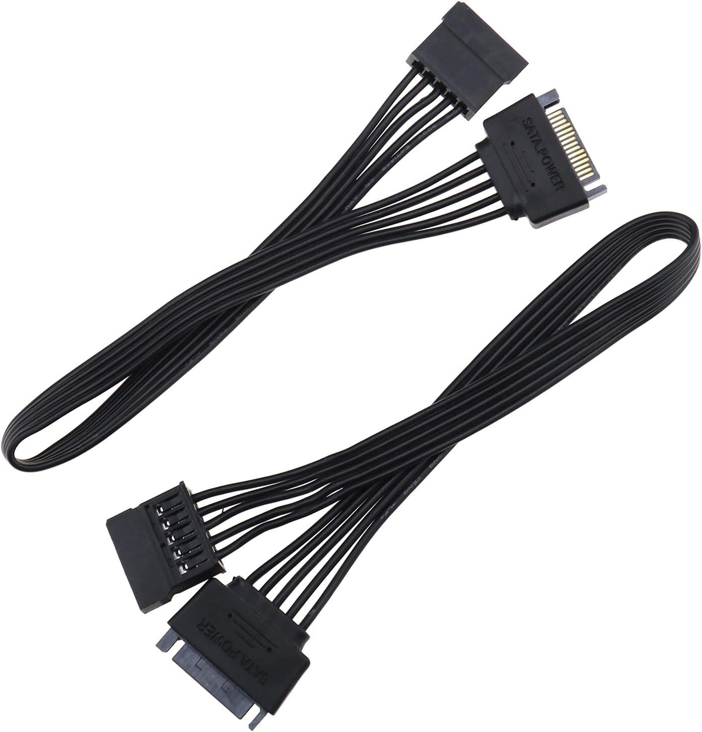 Duttek SATA to Dual SATA Power Y Splitter Cable, 15-Pin Male to Dual ...