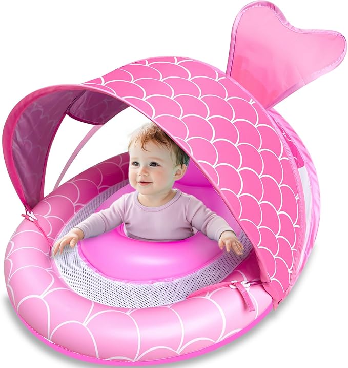 Amazon.com: Baby Pool Float with 4 Stage Adjustable Sun Canopy for 6-36 ...