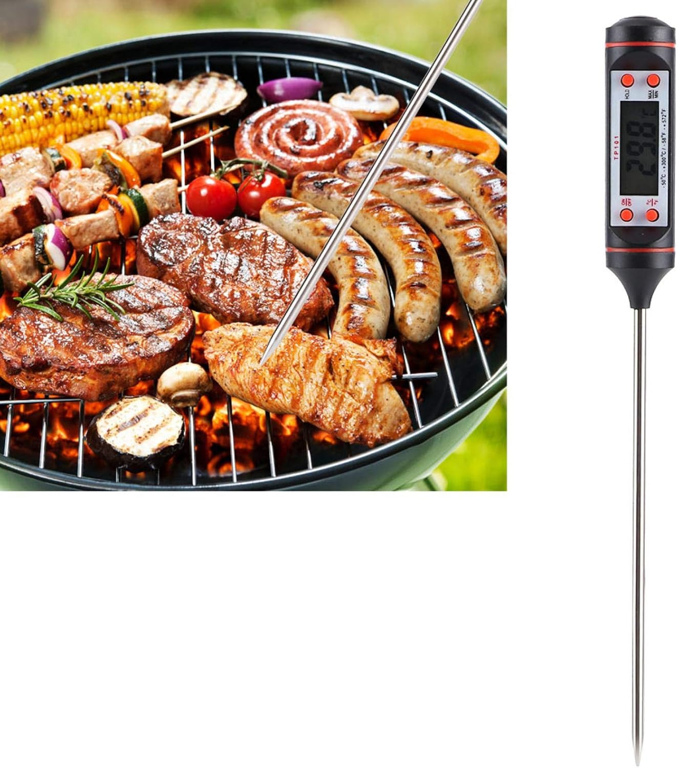 Review Food Thermometer, Digital Food Thermometer Probe Cooking Meat ...