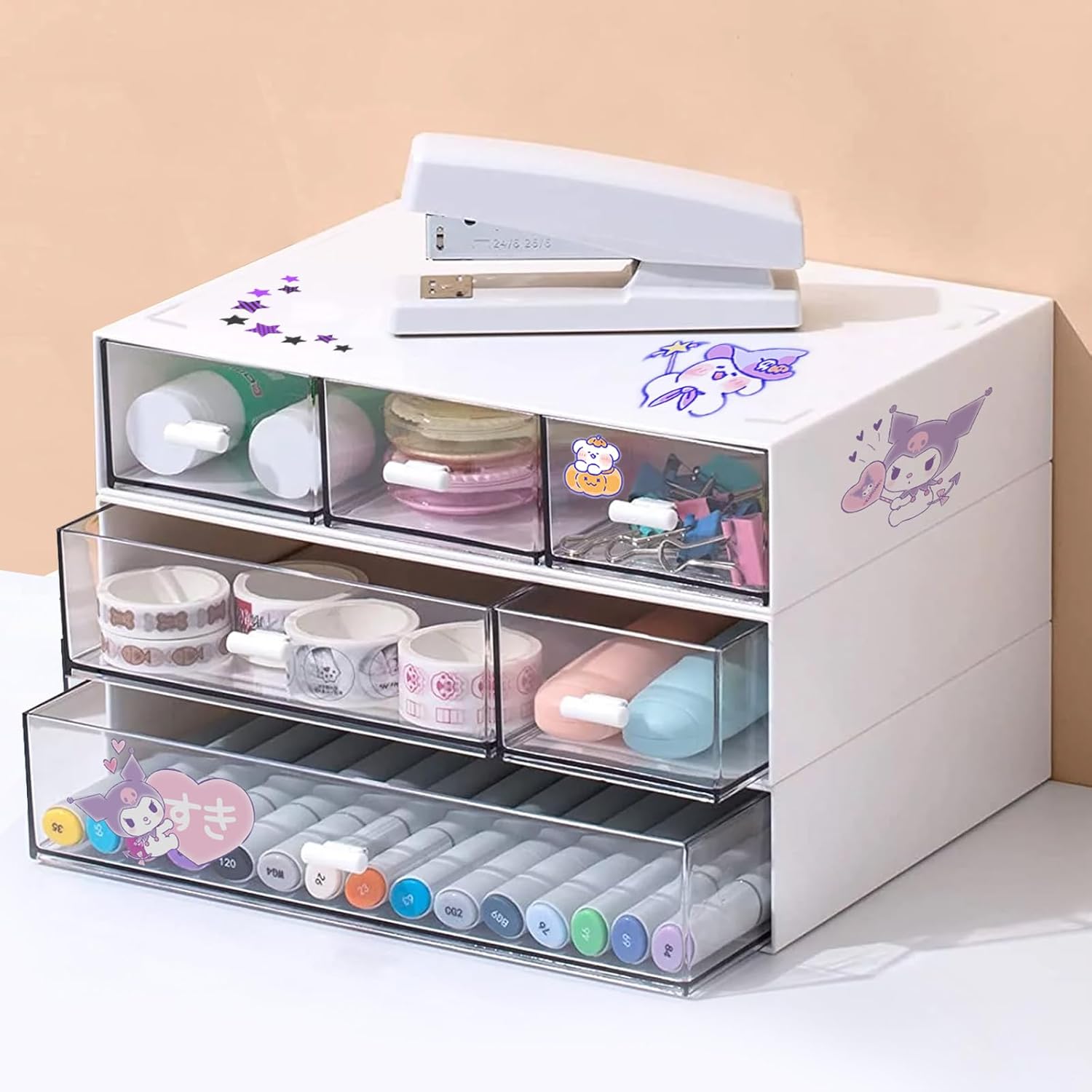 Amazon.com: ABuff White Desk Organizer-3 Tier Stackable Storage Drawers ...