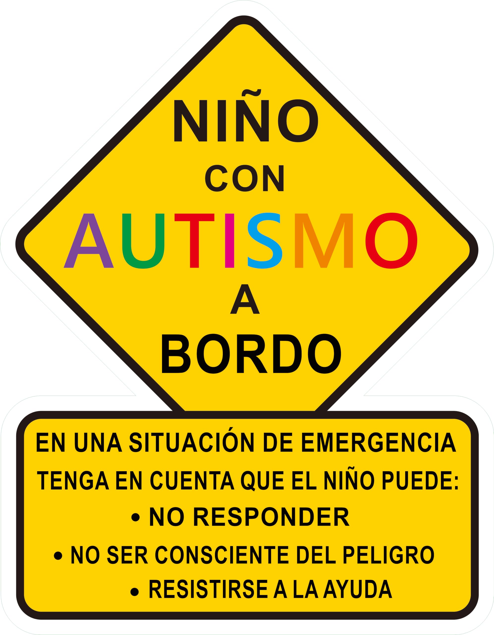 Amazon.com: STICKY DUDE Niño con Autismo a Bordo, Calcomania Autismo ...
