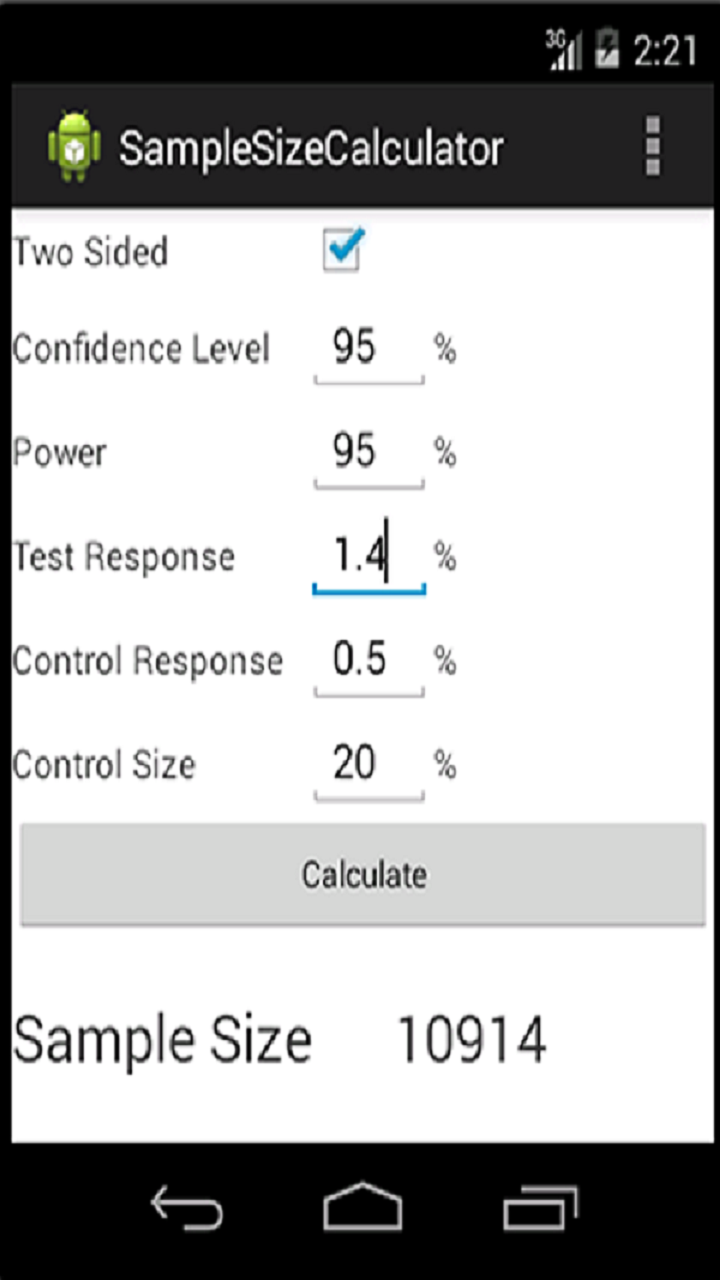 Sample Size Calculator - App on the Amazon Appstore