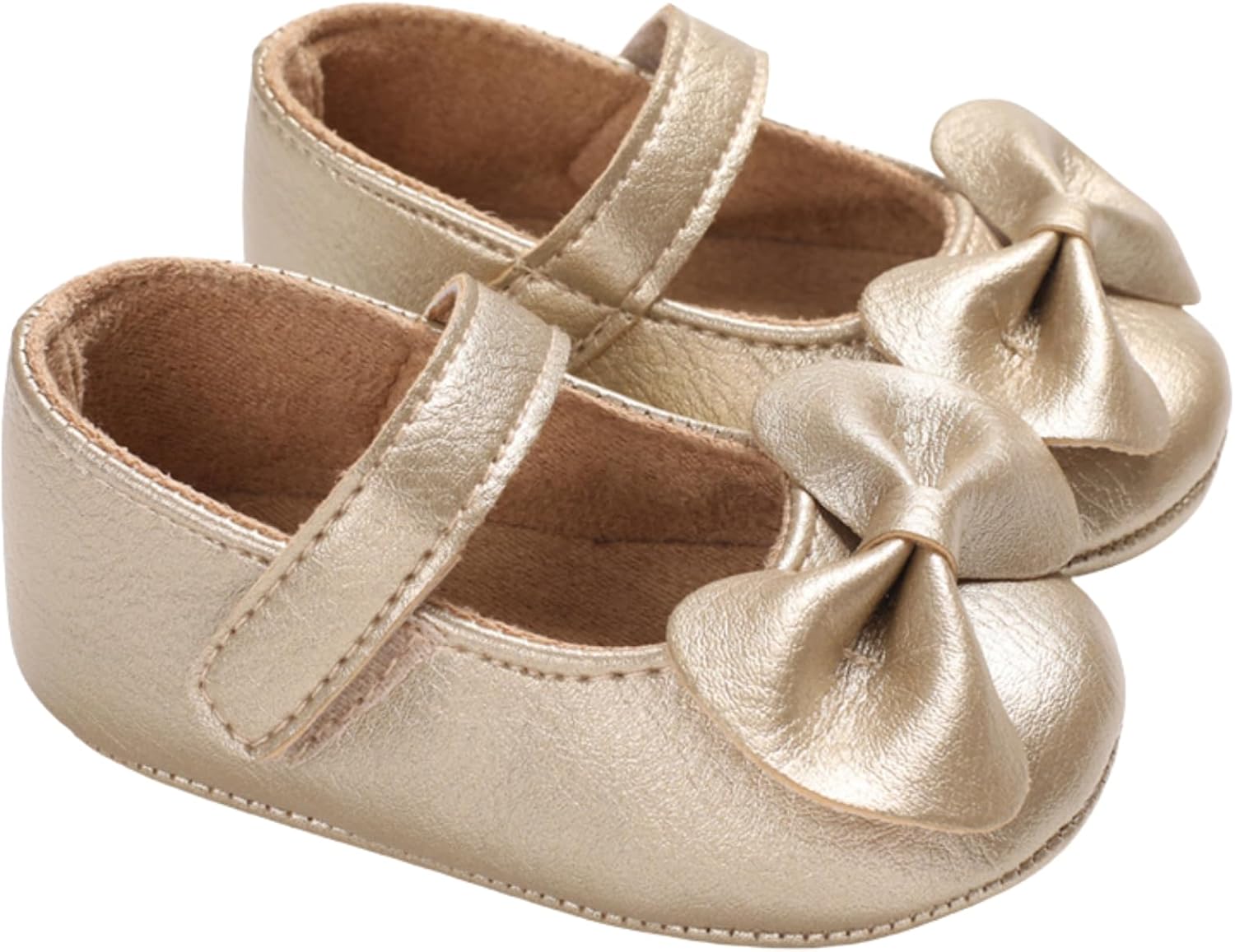 Mix&Max Synthetic Leather Ballerina Shoes Shape Bow For Girls-Gold-1 ...